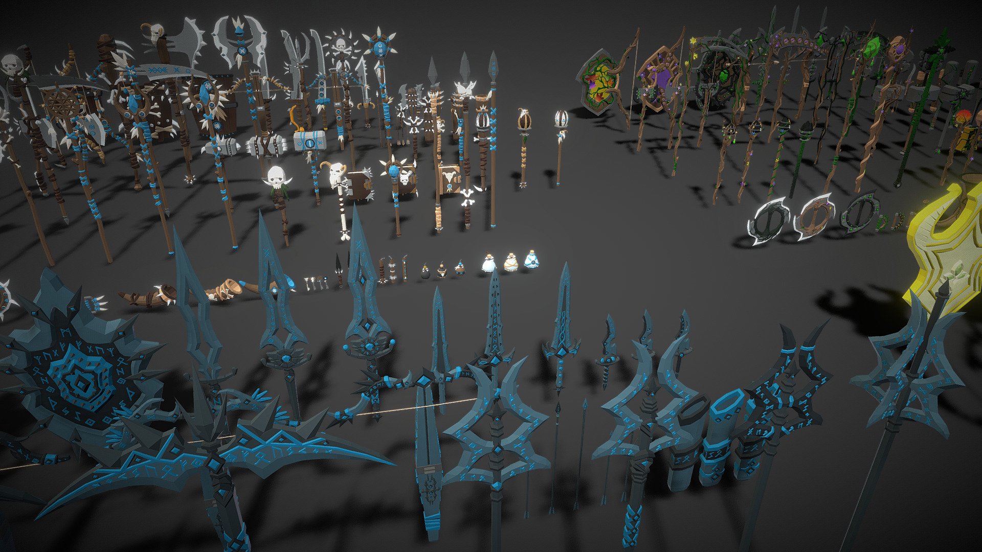 900 Low Poly Fantasy RPG Weapons - Buy Royalty Free 3D model by ...