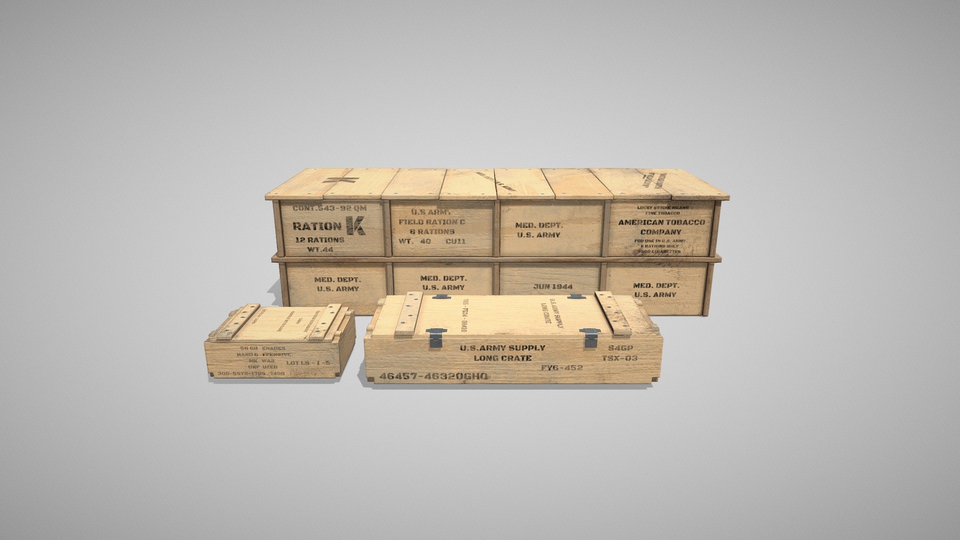 WW2 wood crates - Download Free 3D model by Foxx Assets (@FoxxAssets ...