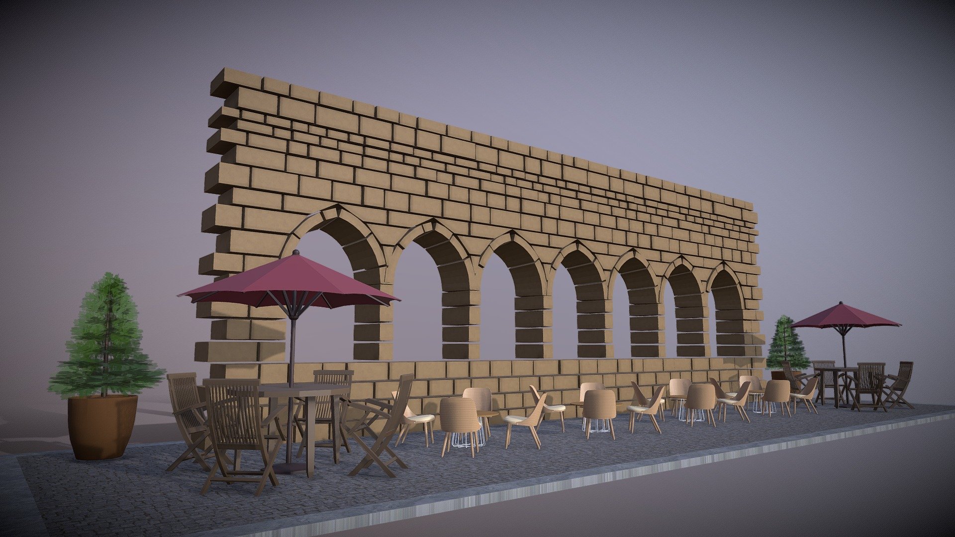 Outdoor cafe 2310 - Buy Royalty Free 3D model by Jinda (@jindaarch ...