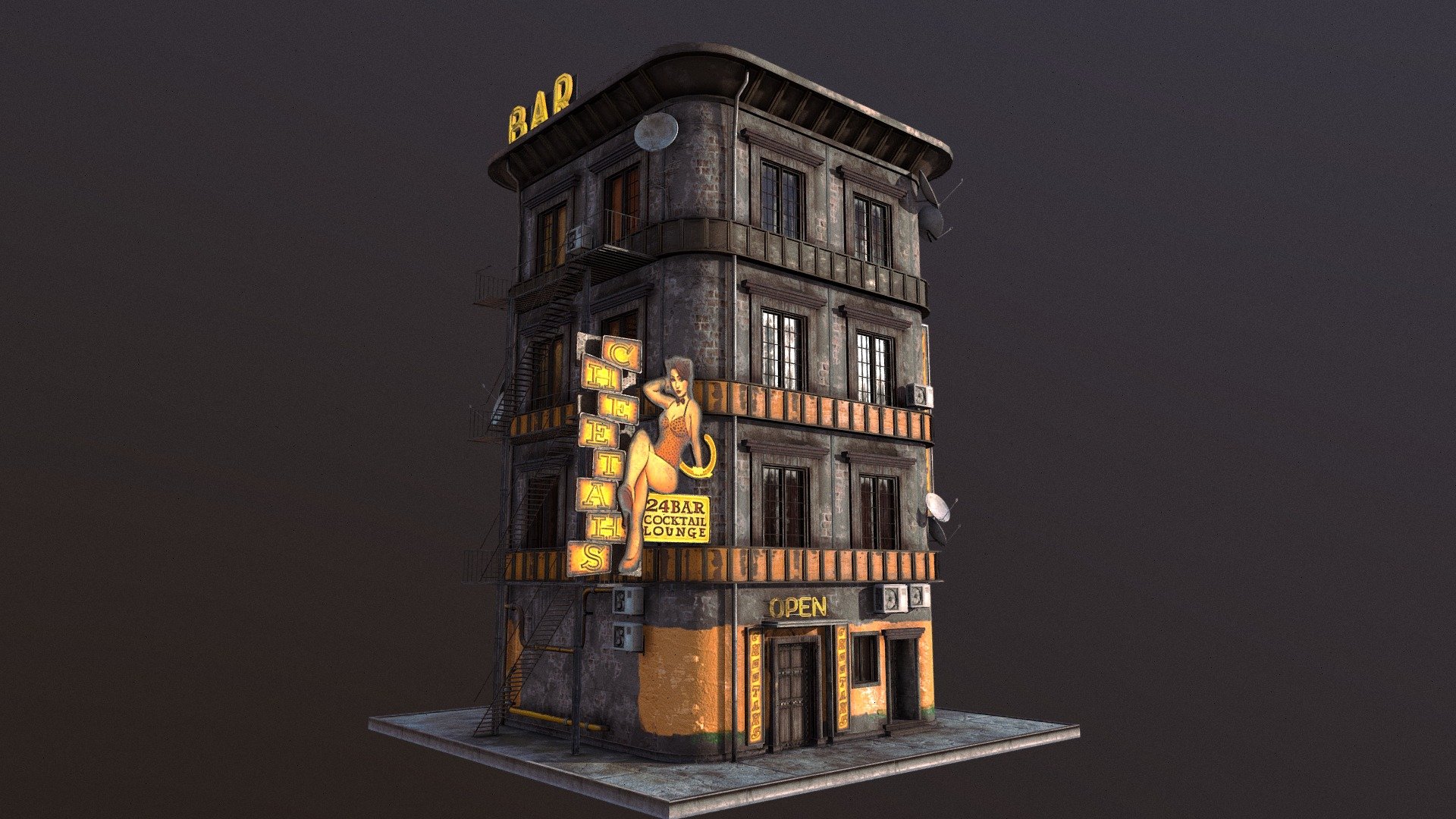 Cheetahs Bar - Game Ready City Building - Buy Royalty Free 3D model by ...