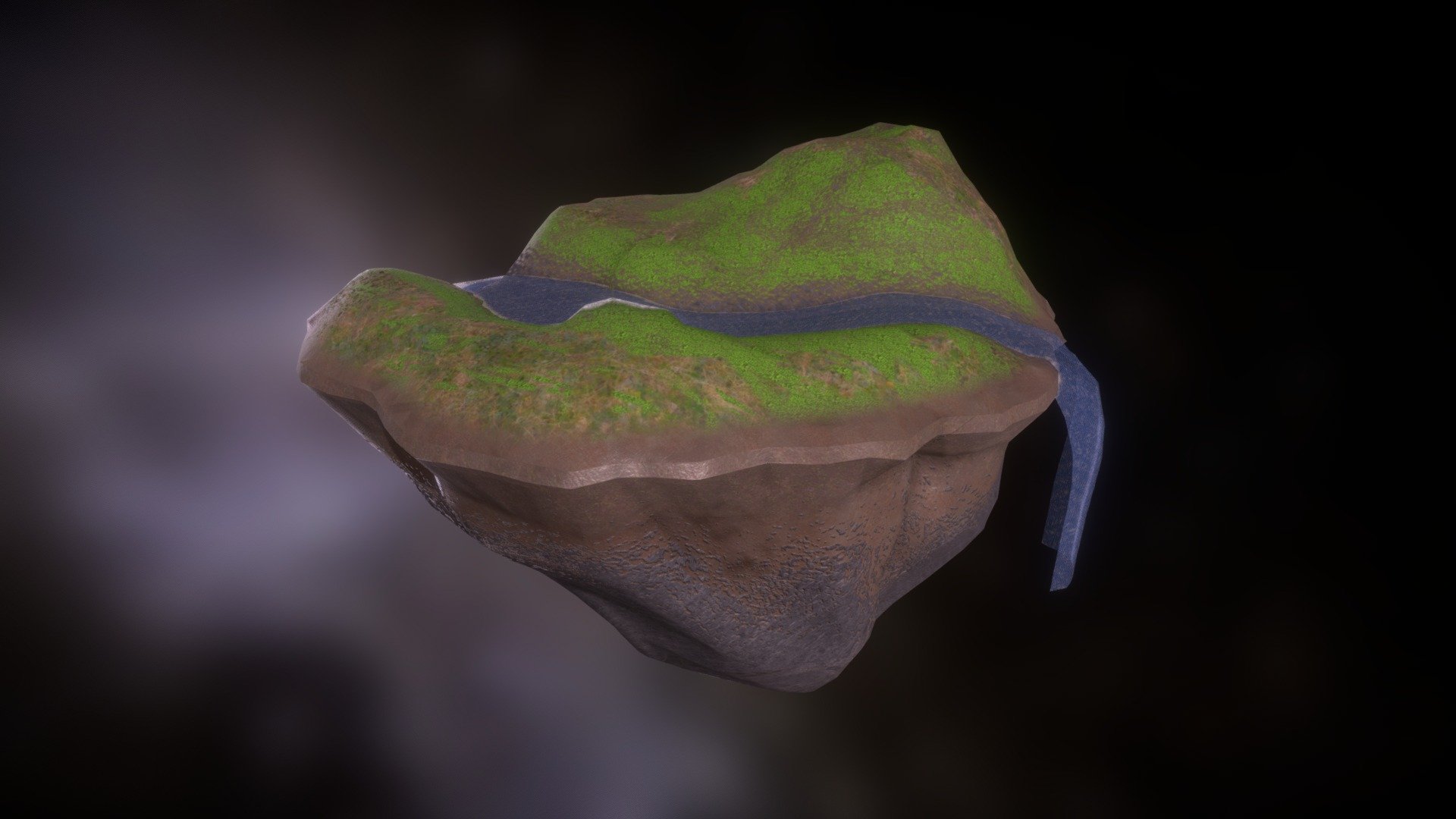 Floating mountain with river - Download Free 3D model by Iñaki "nani ...