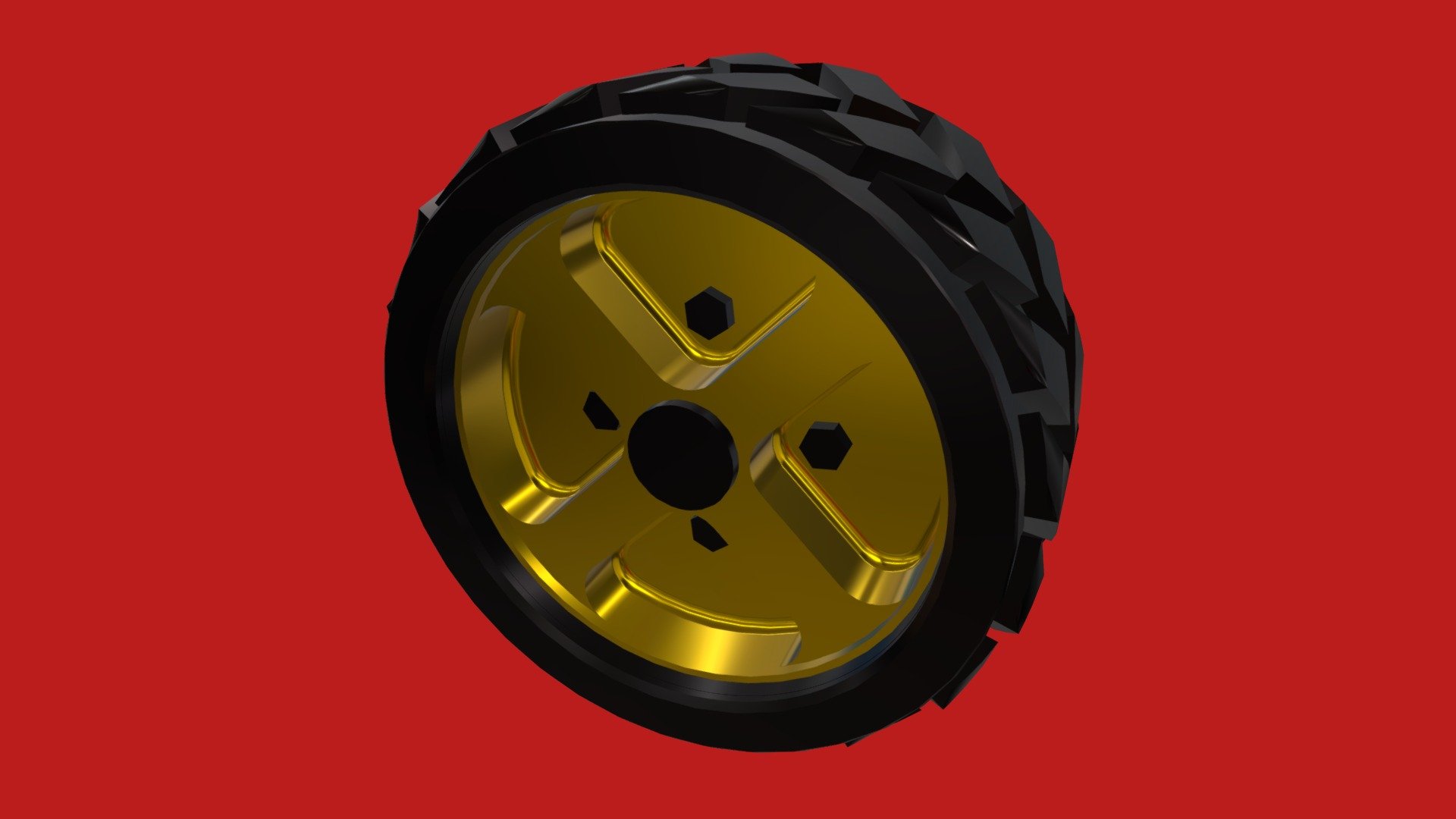4-spoke-gold-wheel-black-tyre - 3D model by fasteng [c0277b6] - Sketchfab