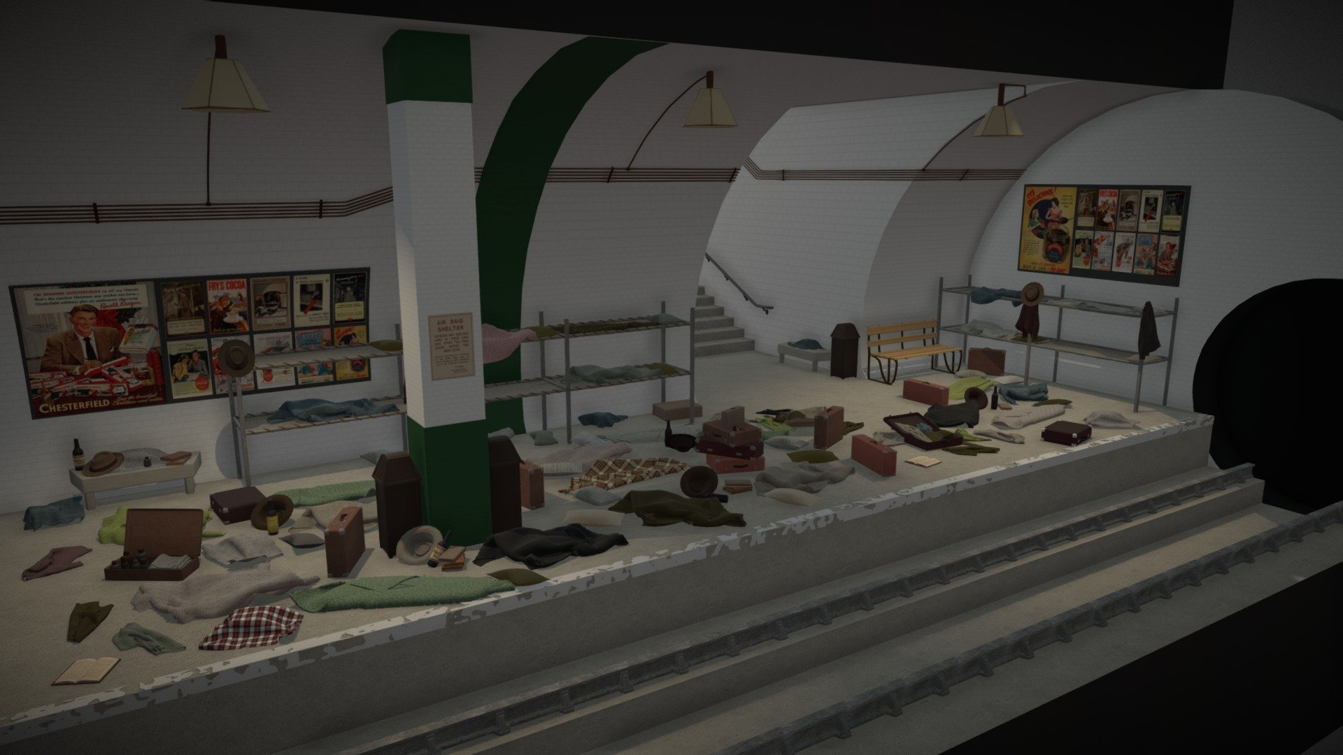 London Underground Air Raid Shelter Final - Download Free 3D model by ...