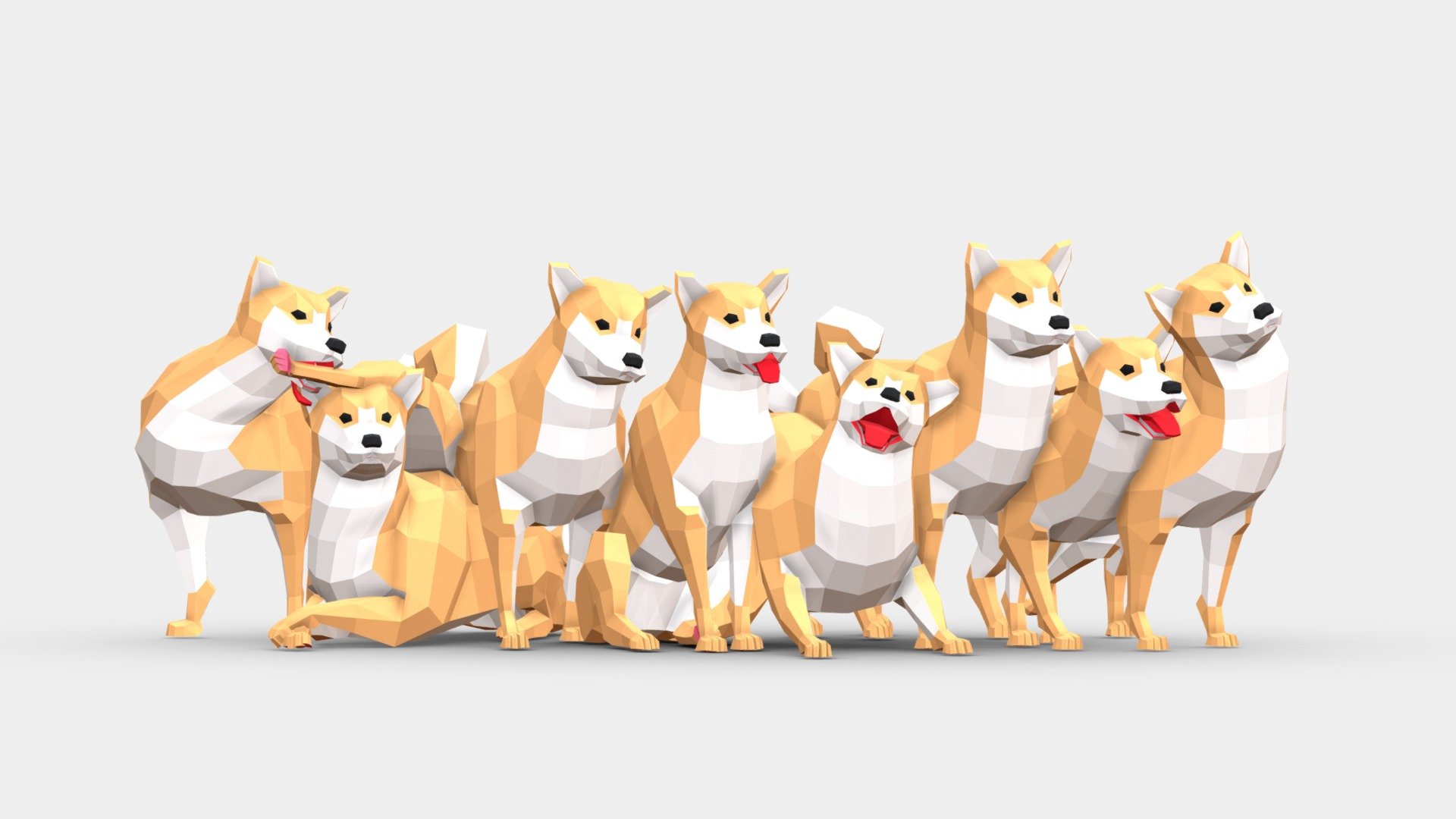 Low Poly Shiba Inu Dogs Pack - Buy Royalty Free 3D model by Studio Ochi ...