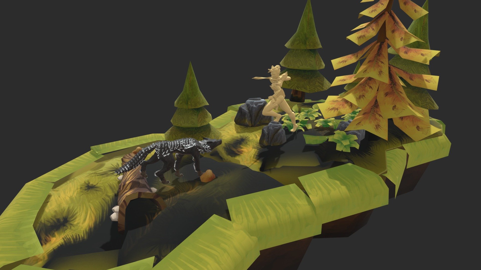 Cazador vs lobo - 3D model by daisjaro [c03f0d3] - Sketchfab