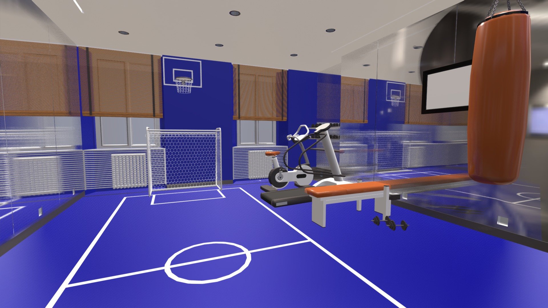 Home gym with mirrored - Download Free 3D model by vixen3D [c04d313 ...