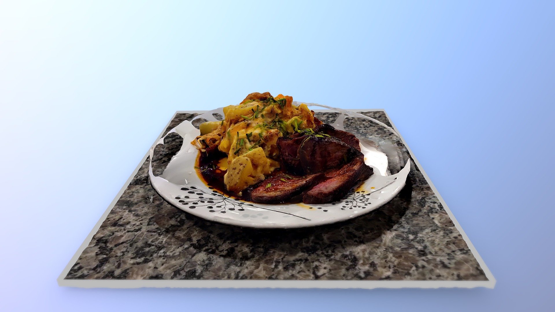 Beef au Poivre and Cheesy Bacon Potato Gratin - Download Free 3D model ...