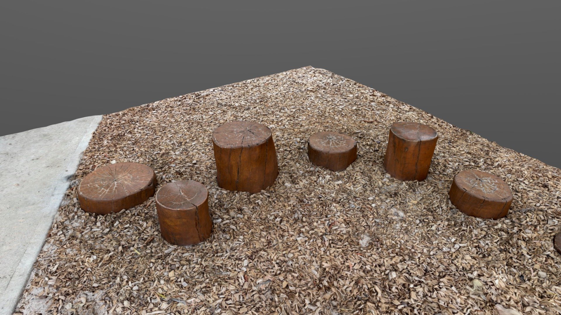 Playground 7 Wooden Stumps in Wood-chips - Download Free 3D model by ...