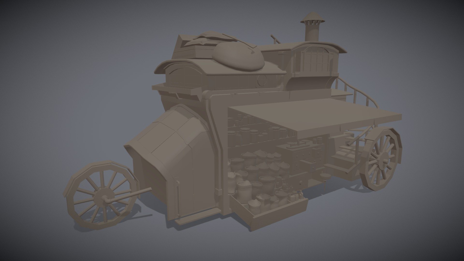 Steampunk Spice Cart (WIP) - 3D model by Trikout [c05beea] - Sketchfab