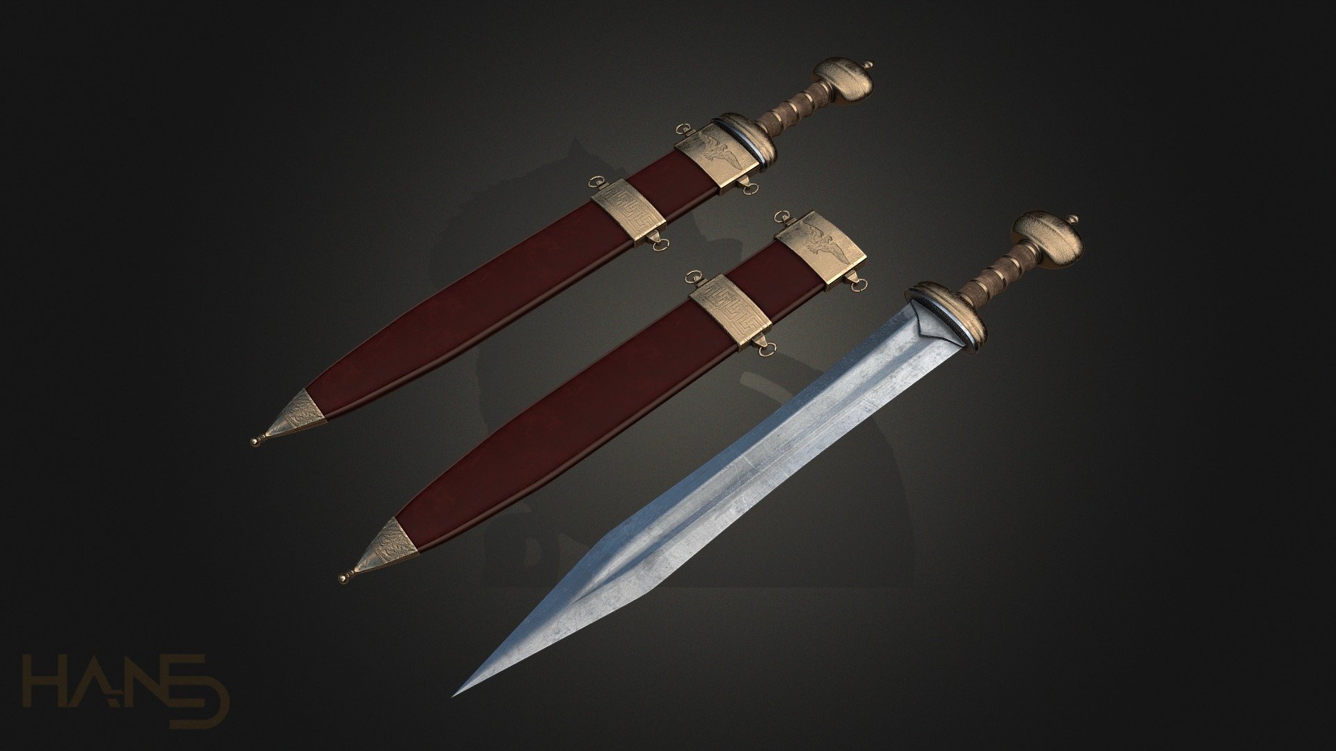 Roman sword (Gladius) and scabbard - Buy Royalty Free 3D model by ...