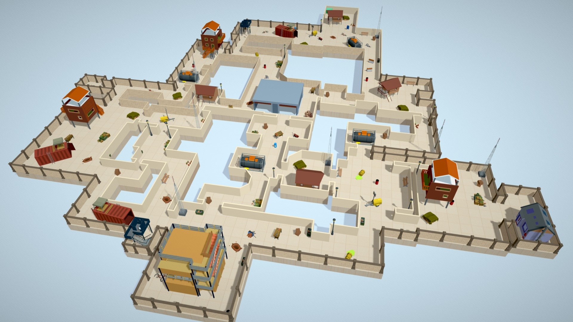 TDM Map 8 - FPS Game Environment - Low poly - Buy Royalty Free 3D model ...