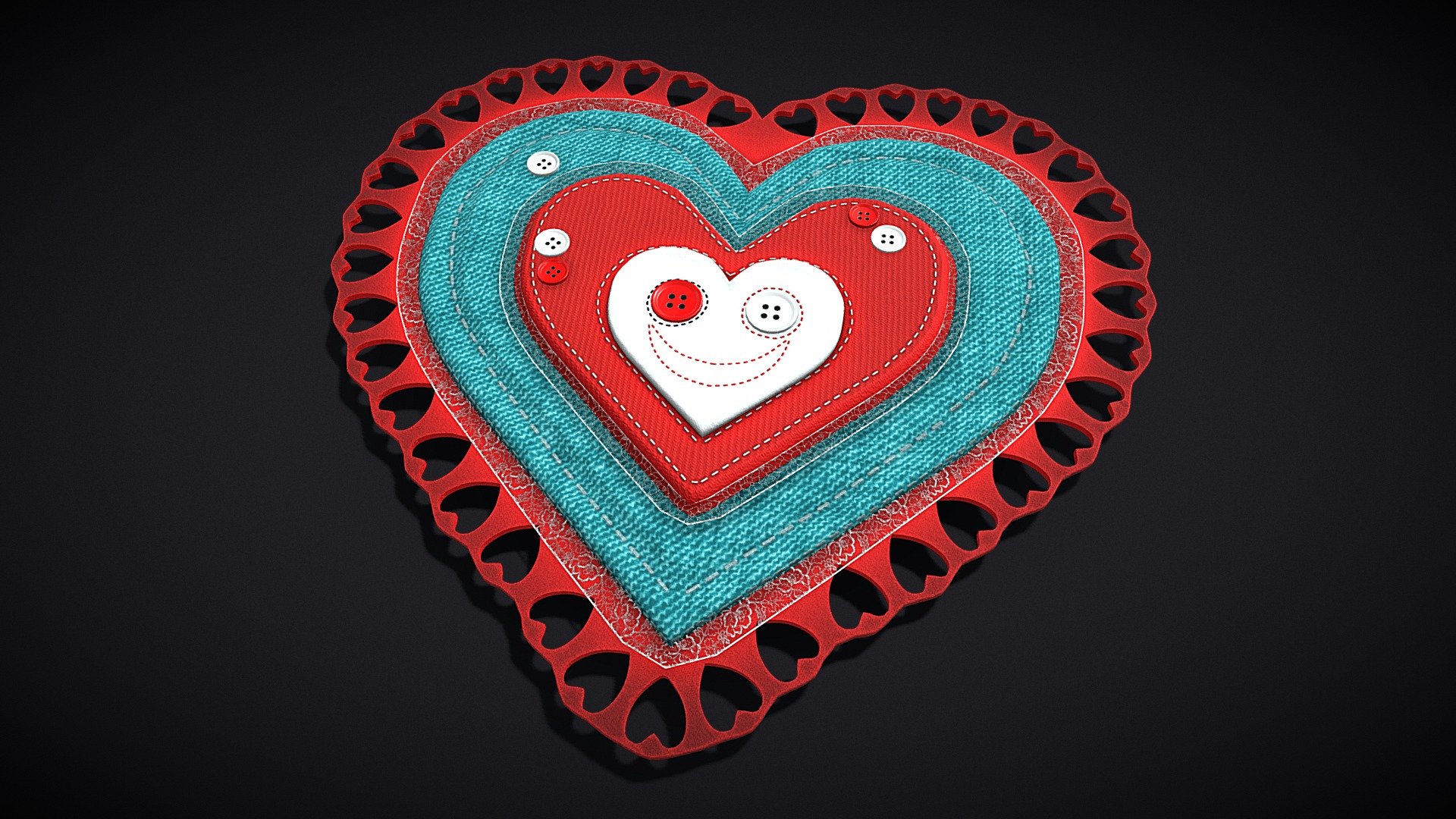 Valentines Fabric Heart - Buy Royalty Free 3D model by ...