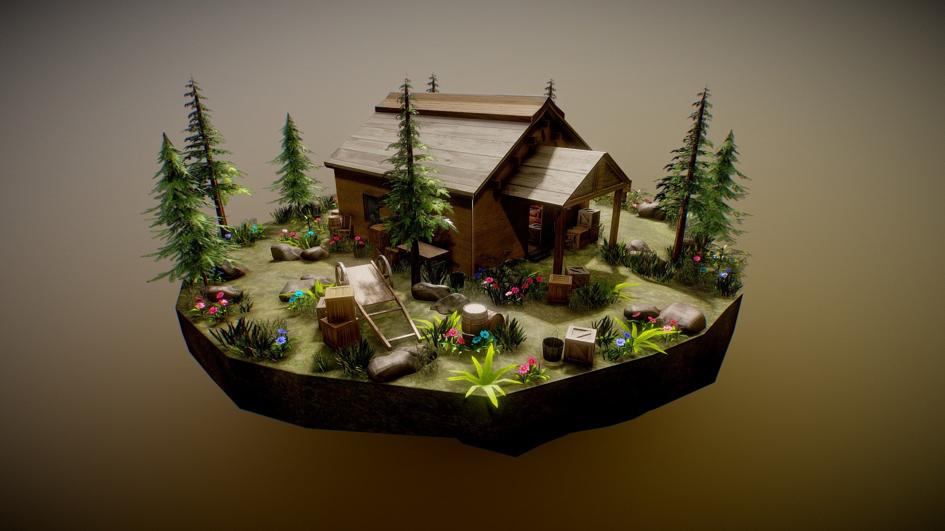 Realistic Modern Rural Cabin 2 - Buy Royalty Free 3D model by Aligned ...