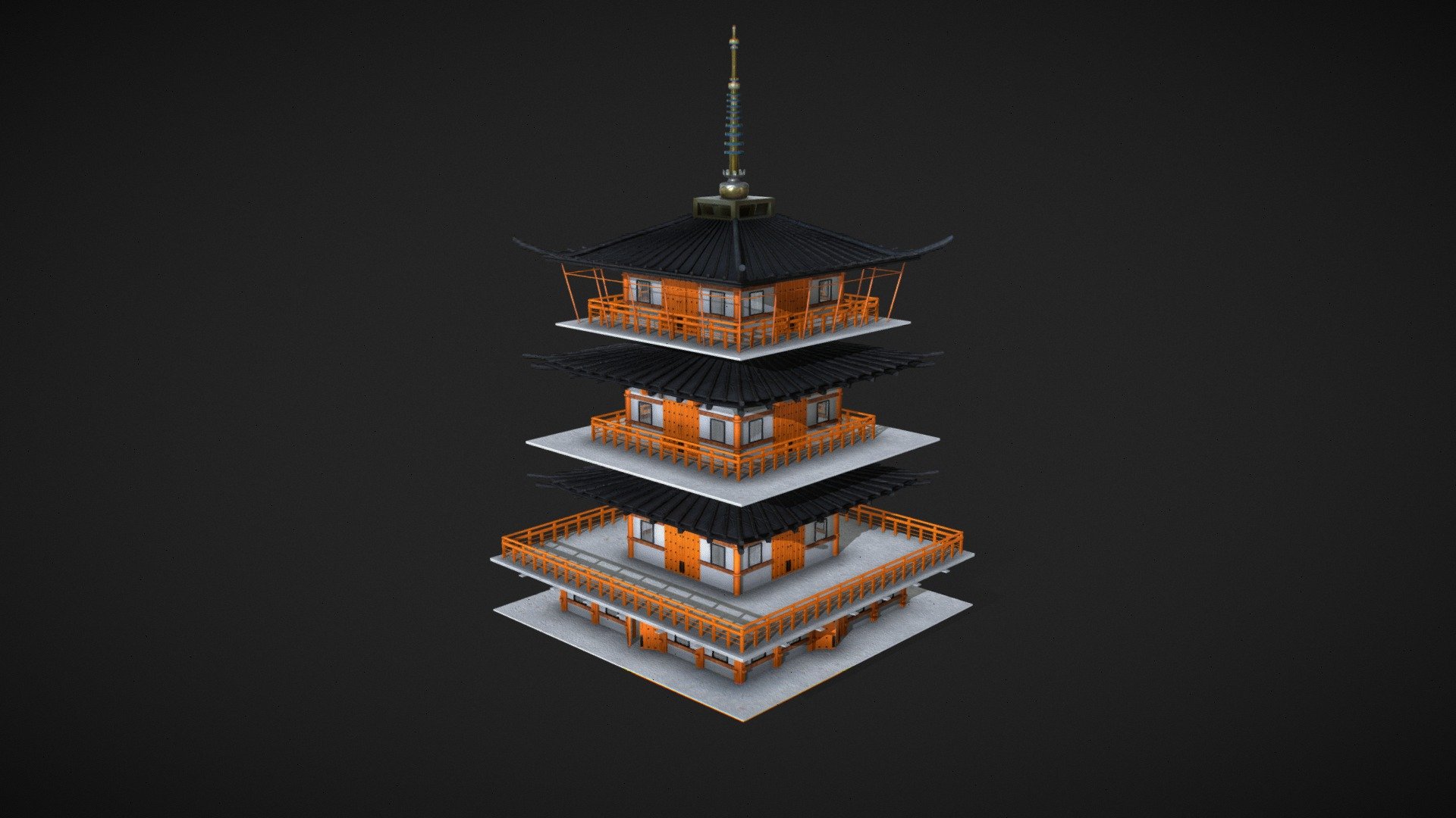 Nachi Three-story Pagoda Model (Modular) - Download Free 3D model by ...
