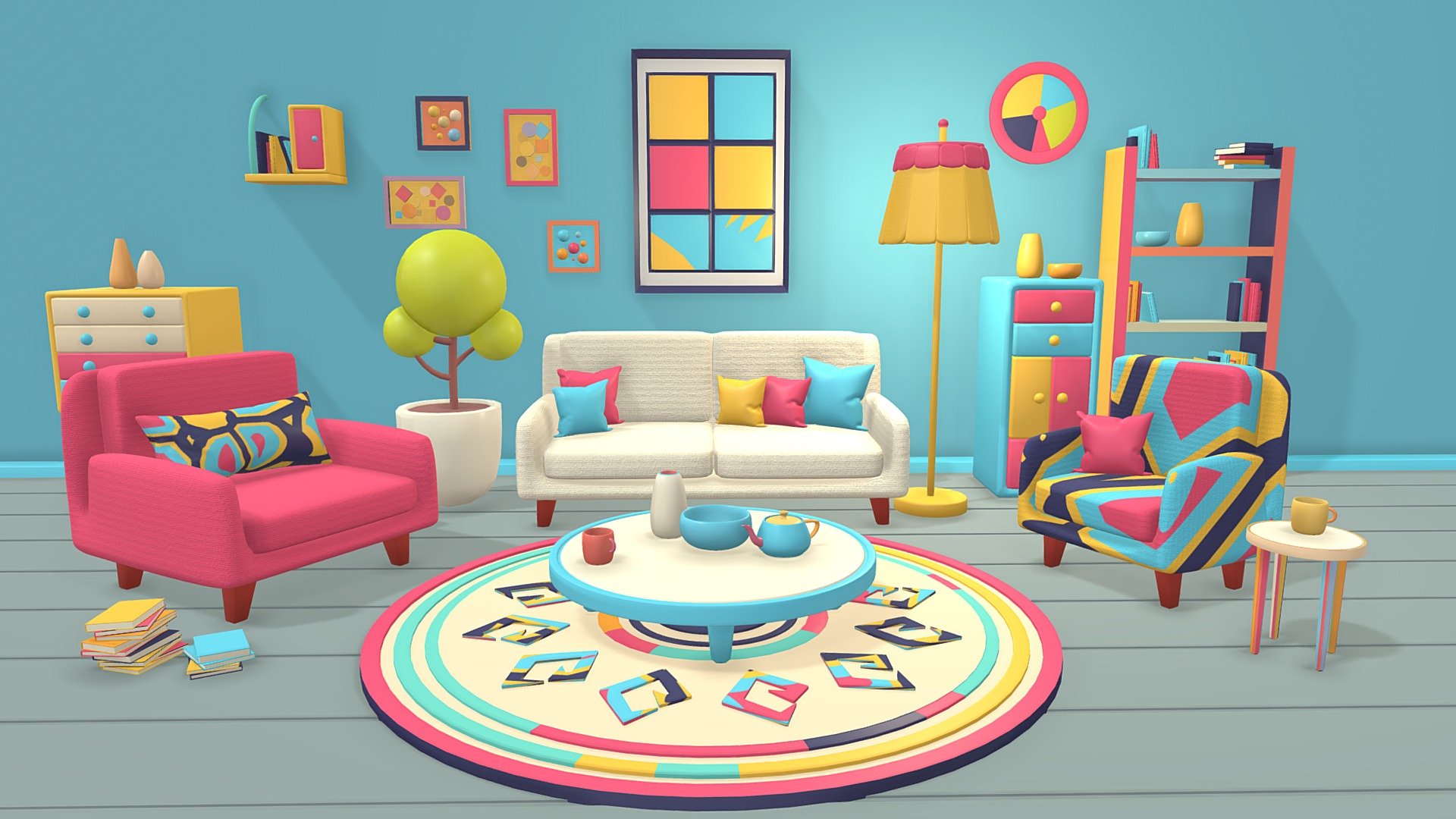 Stylized Living Room - Buy Royalty Free 3D model by ahingel [c0c4478 ...