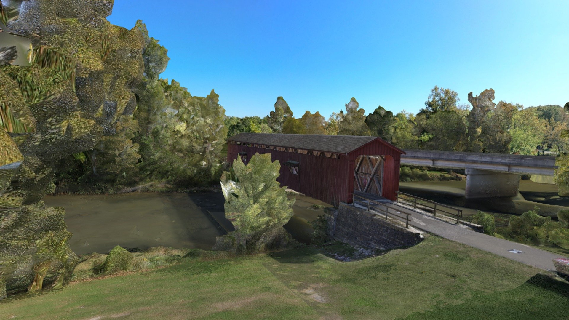 Covered bridge at Cataract Falls - 3D model by IU3D [c0c8048] - Sketchfab