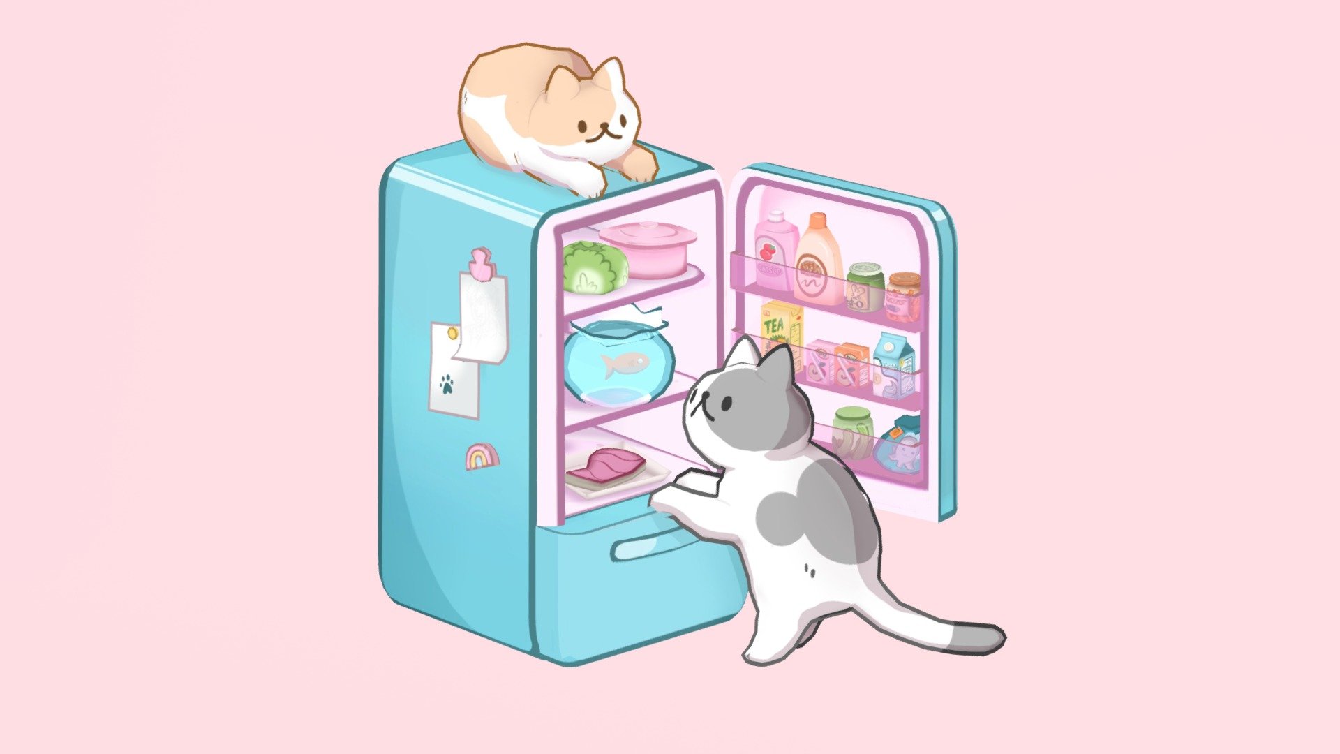 Cats on a Fridge - Download Free 3D model by TropicalMoisture [c0ce3a4 ...