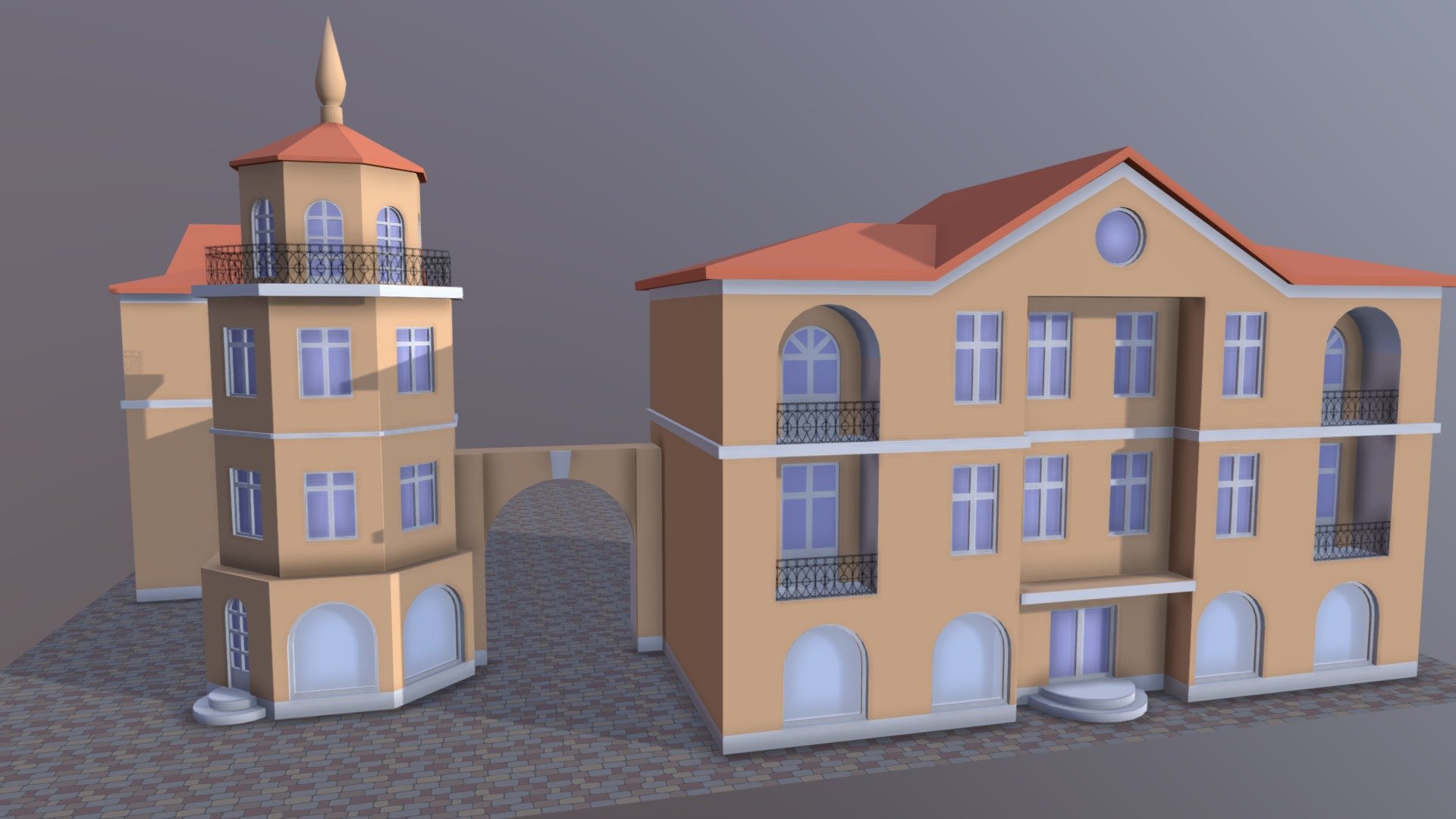 Corner Tower & Buildings - 3D model by SCADL & Co (@scadl) [c0d2613 ...
