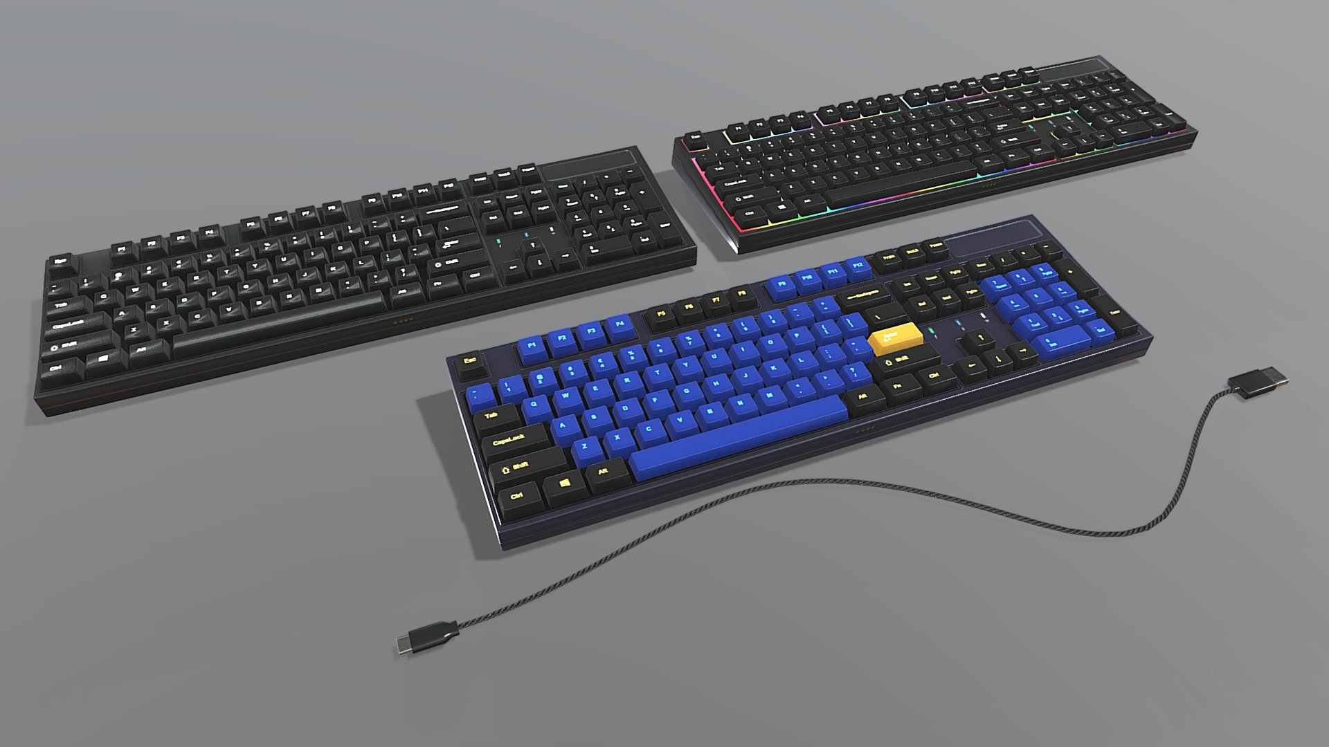 Trio of keyboards - Buy Royalty Free 3D model by Sousinho [c0e42cd ...