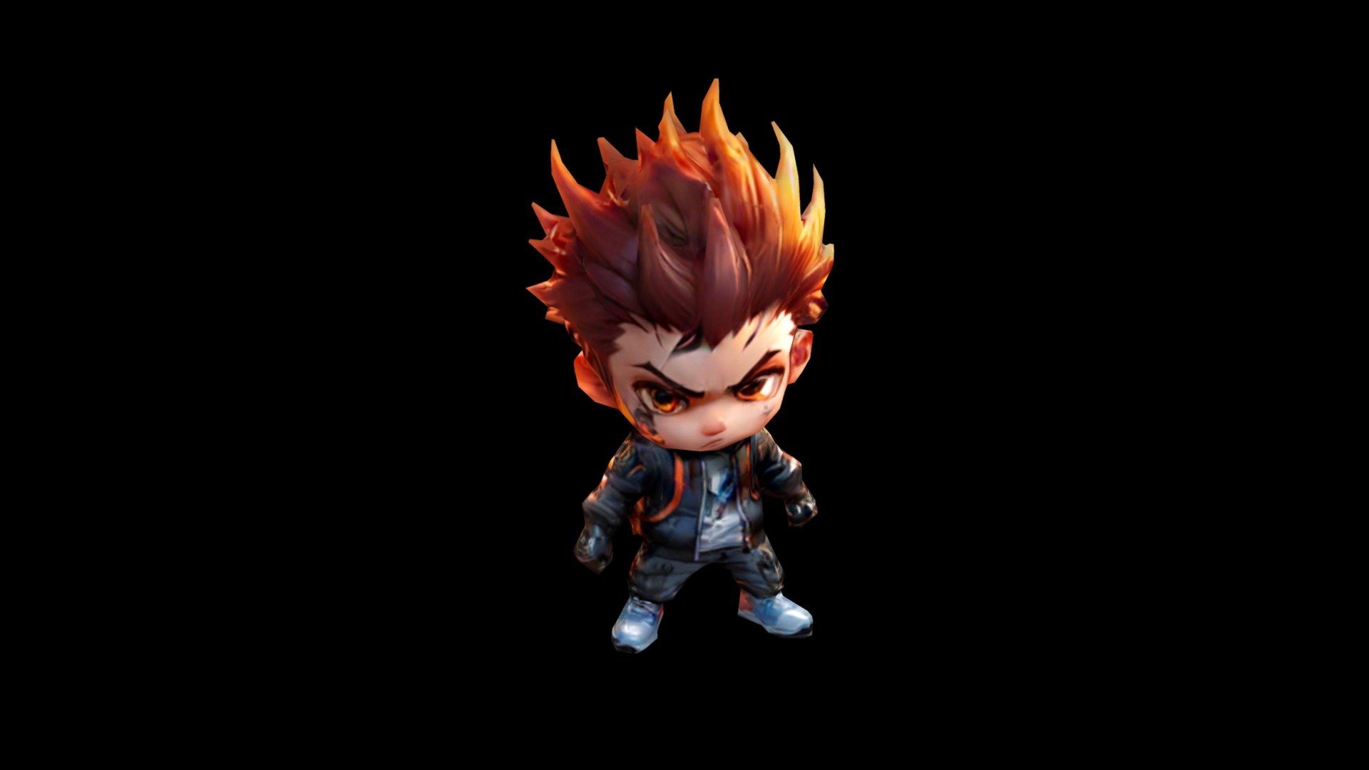A chibi style male anime character with orange f - Download Free 3D ...