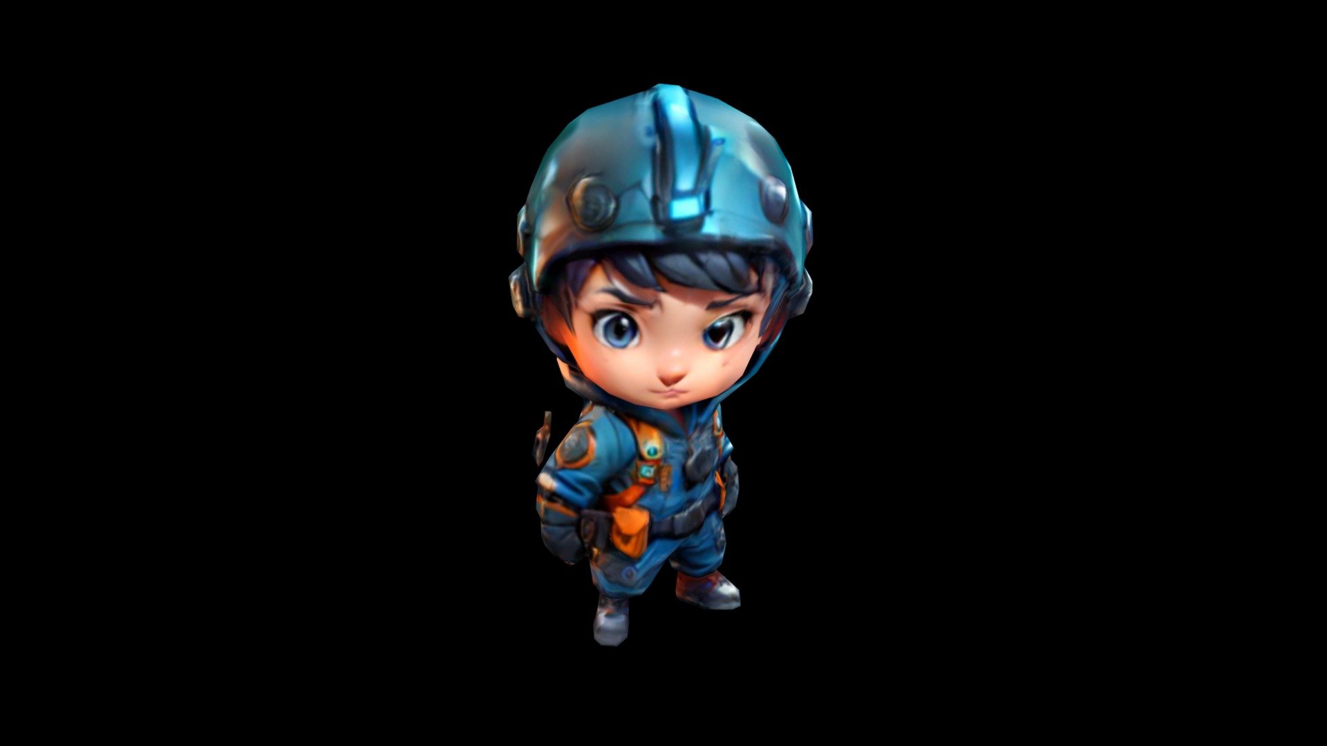 Chibi-style robot kid in science fiction setting - Download Free 3D ...