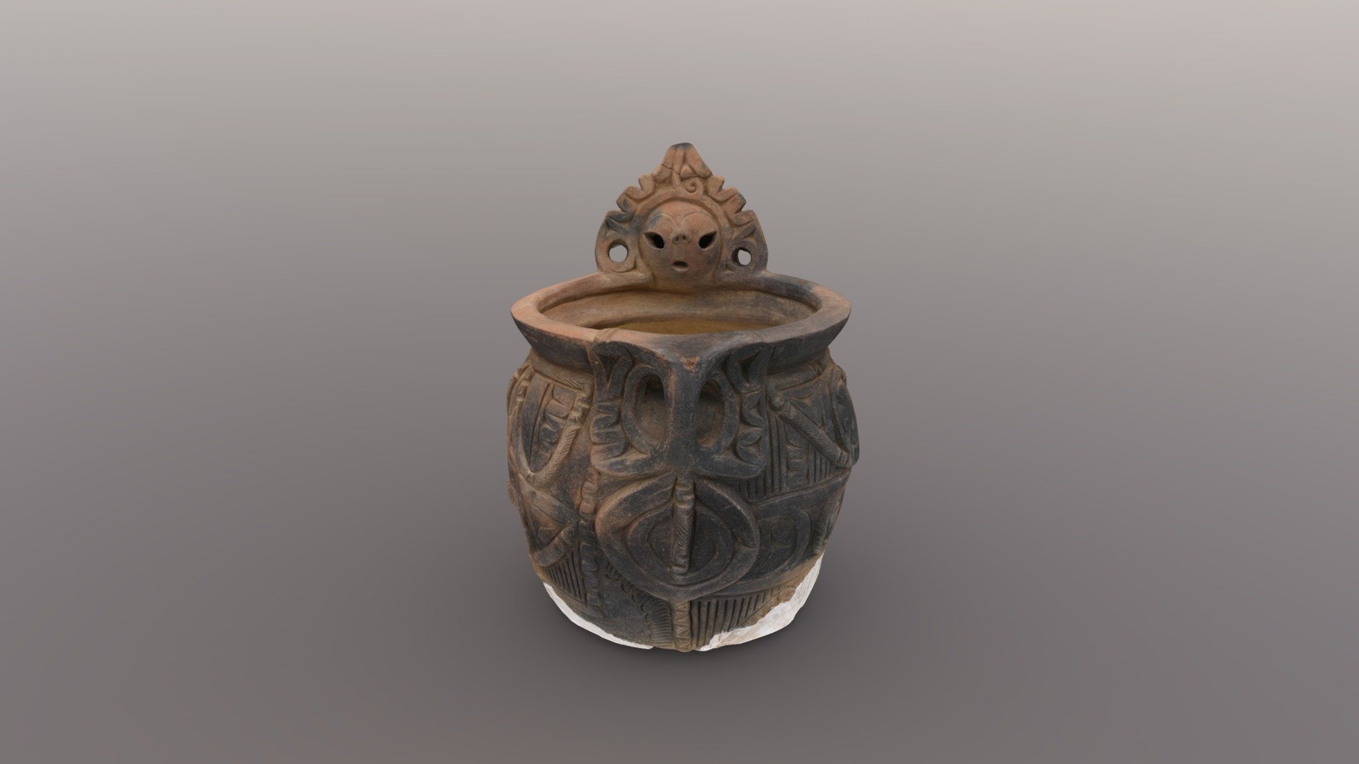 Deep bowl with handle in shape of human face - 3D model by Yamanashi ...