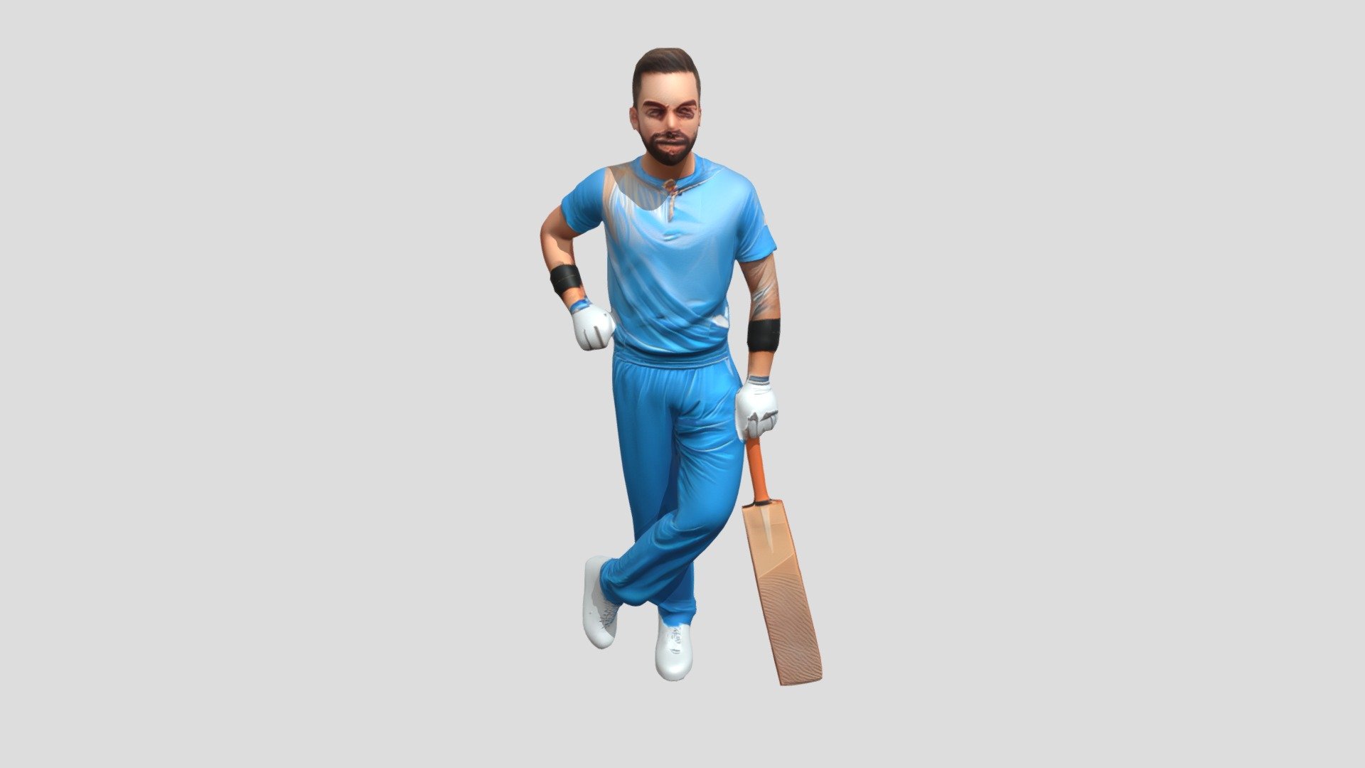 Virat Kohli 3D cricketer in blue uniform - Download Free 3D model by ...
