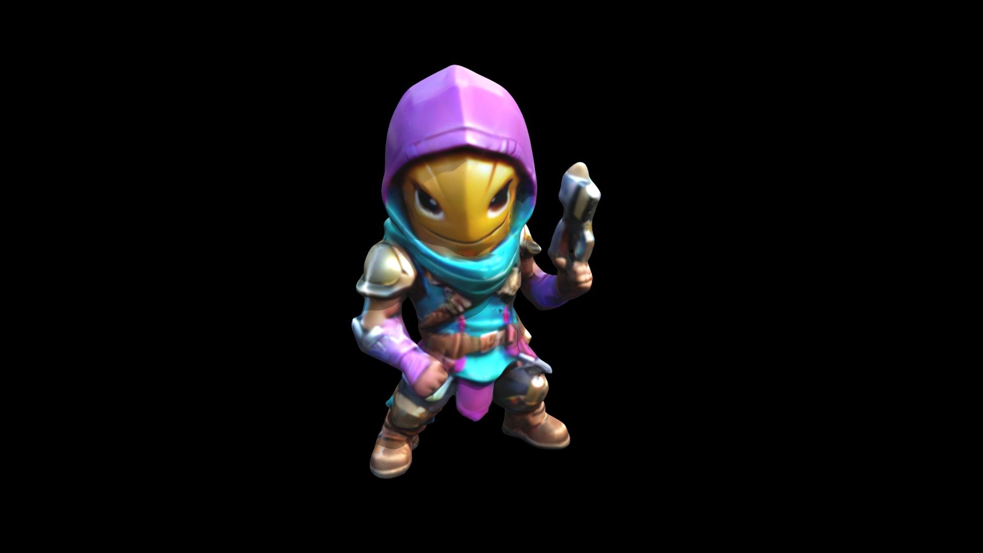 A chibi-style character with a mask, a sword, an - Download Free 3D ...
