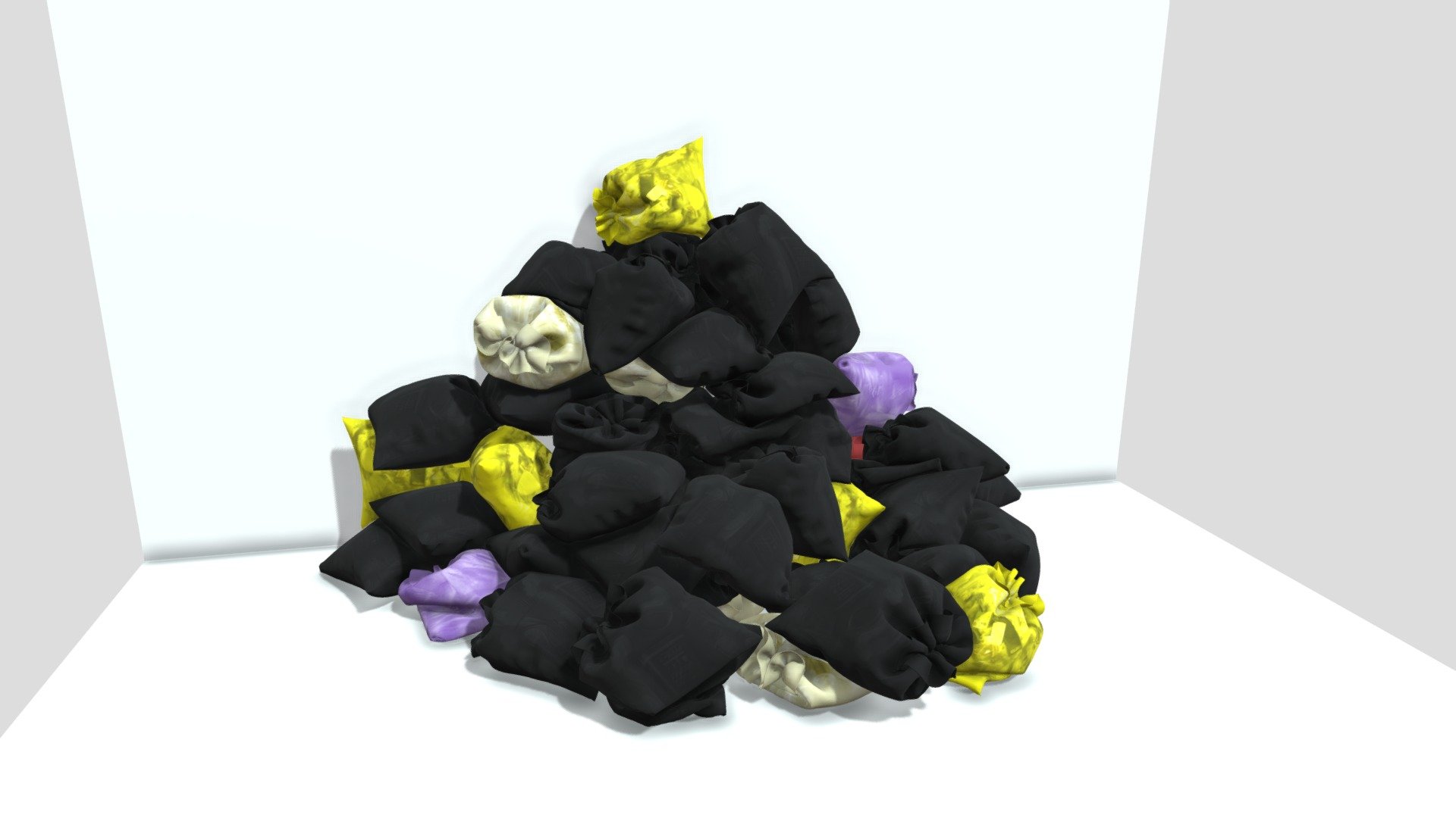 Textured Garbage Bags Pile in a wall - Buy Royalty Free 3D model by ...