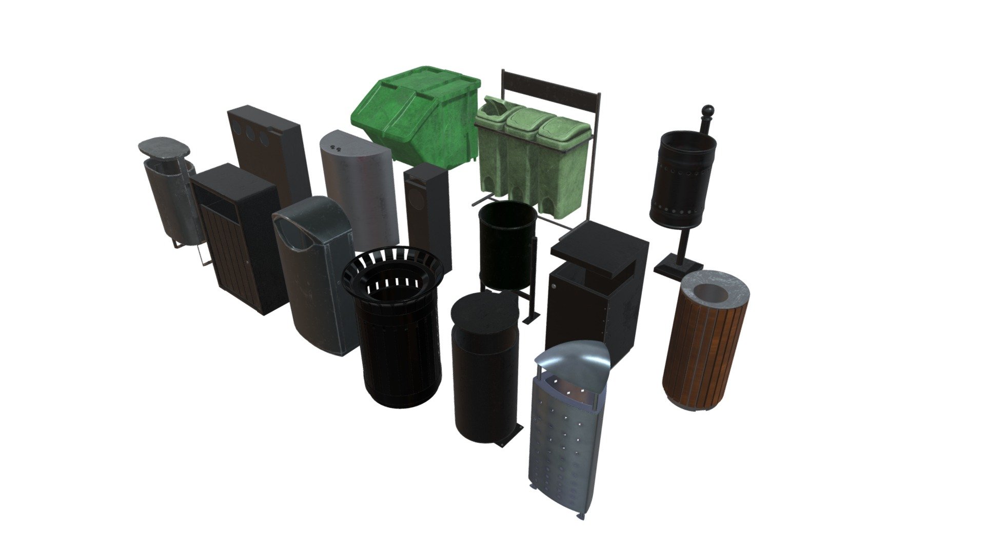 Street Trash Bin Kit - Buy Royalty Free 3D model by Dimension Dazzle ...
