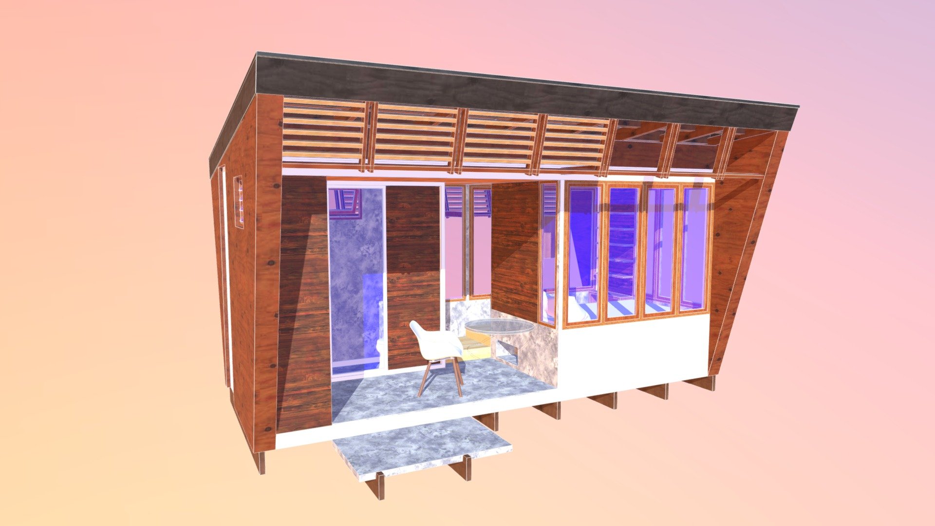 CONTAINER HOUSE - 3D model by ANONGNART [c141dea] - Sketchfab