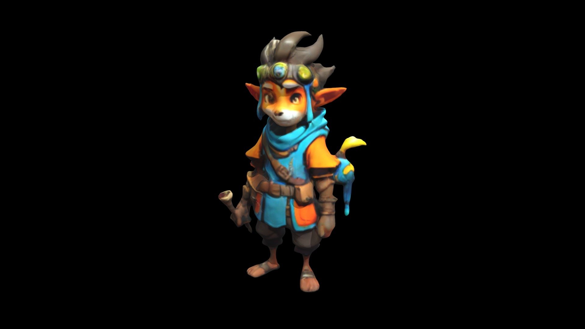 a cartoon character is wearing a blue vest an - Download Free 3D model ...