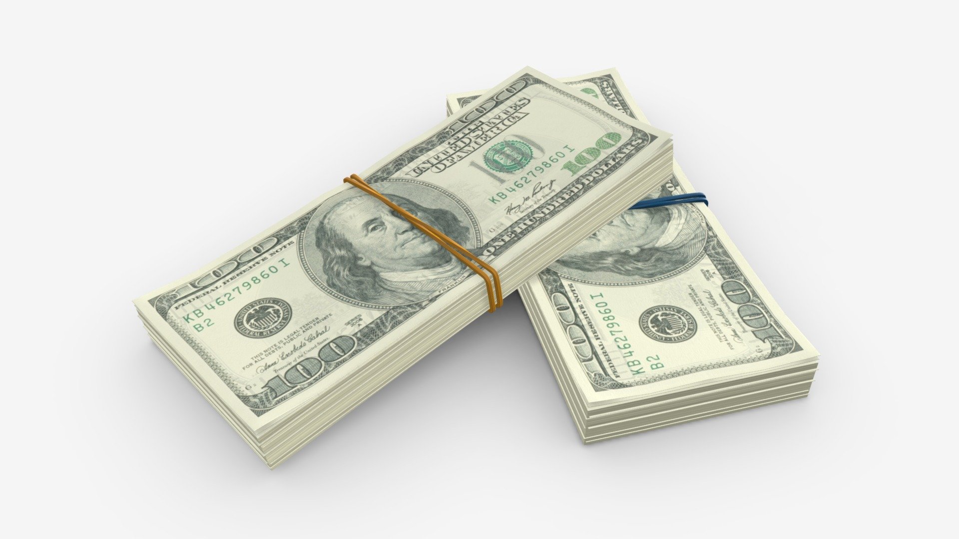 American dollar bundles tied with rubbers - Buy Royalty Free 3D model ...