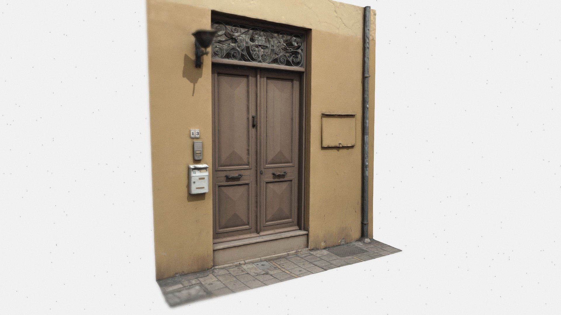 1922 Brown door on earth tone plastered wall - 3D model by inicosia ...