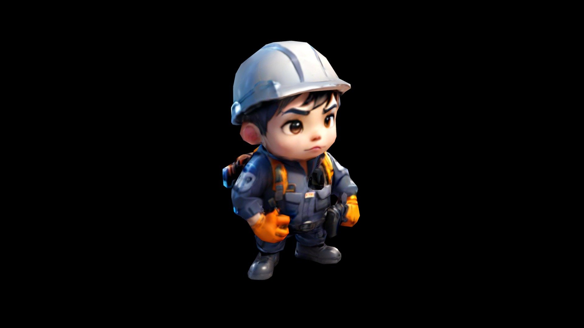 Animated worker doll in blue overalls and white - Download Free 3D ...