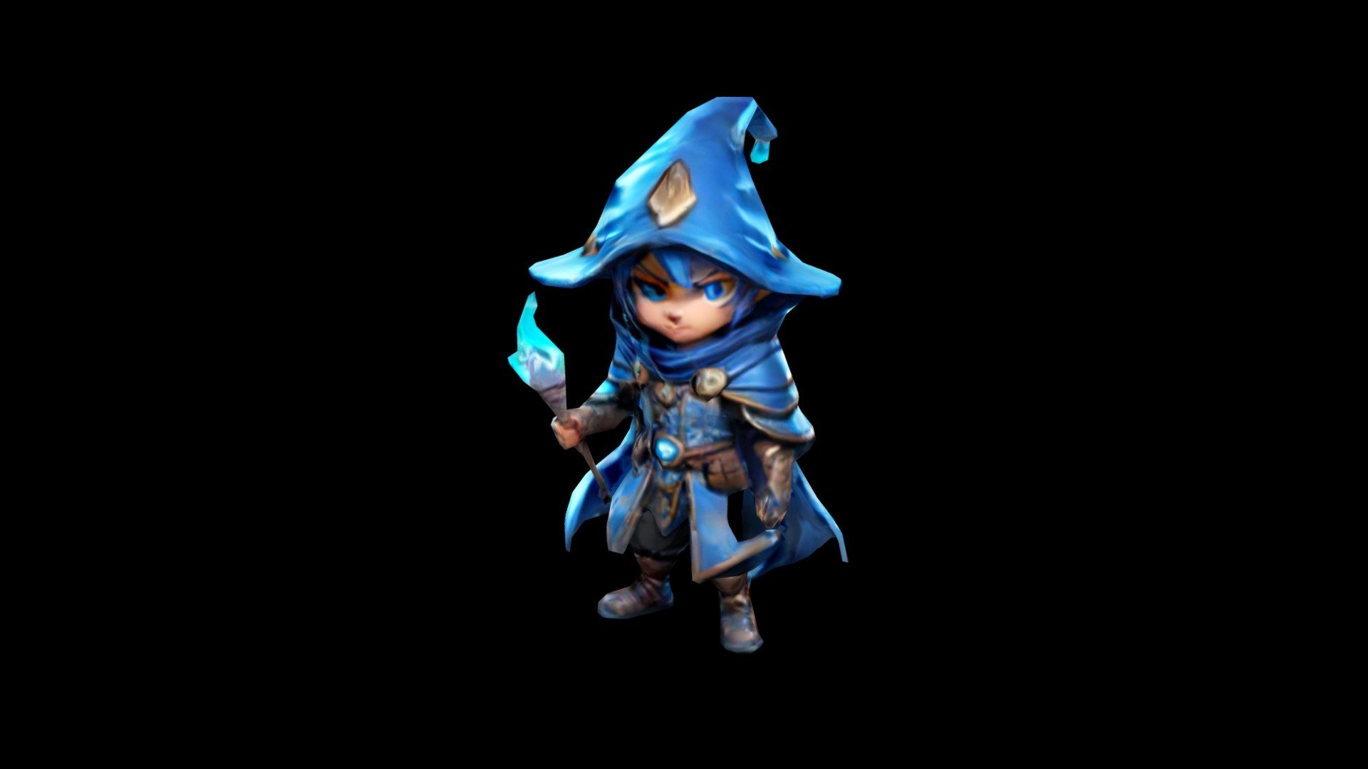 An Anime-inspired Mysterious Blue Wizard Girl ho - Download Free 3D ...