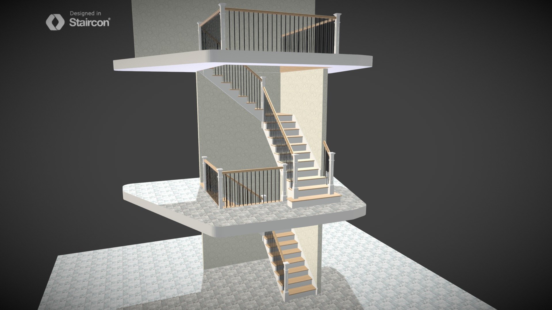 L shape Section Stair - 3D model by 3D Software for Stair Design and ...
