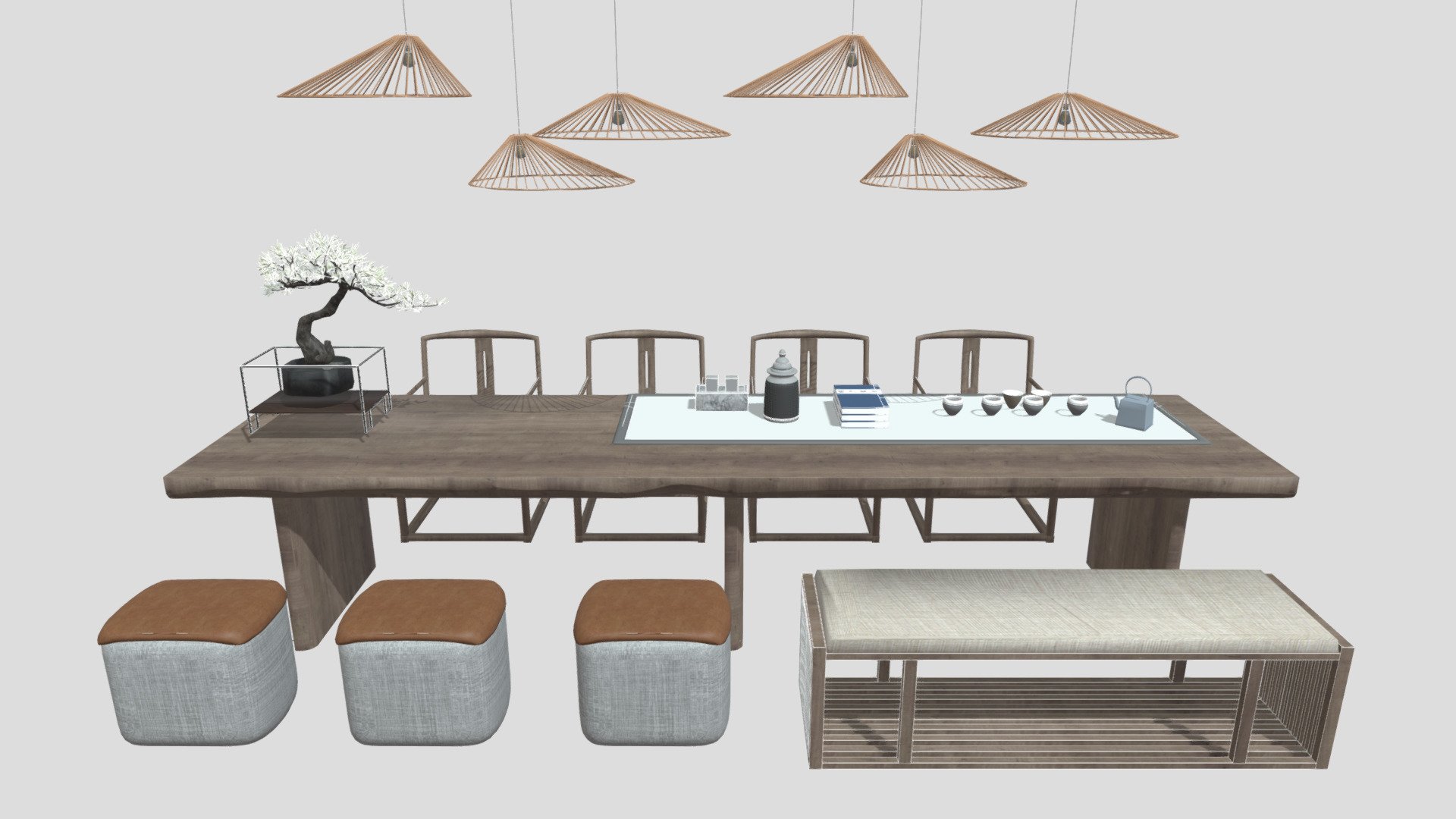 Long table, dining table - 3D model by mrtaoblue [c162ae1] - Sketchfab