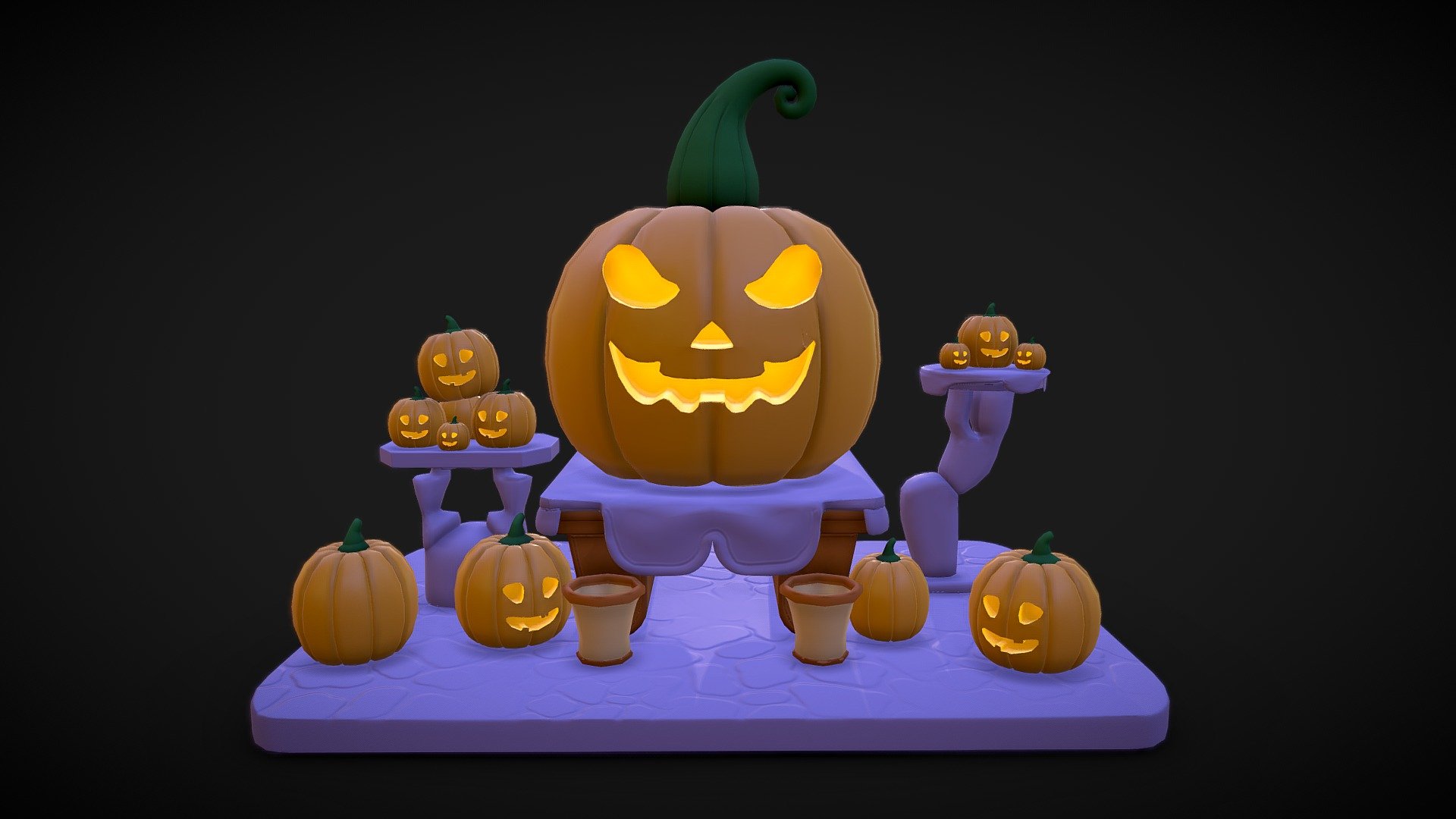 Table Of Halloween Pumpkins - 3D model by WillowBoxArt [c1656f2 ...