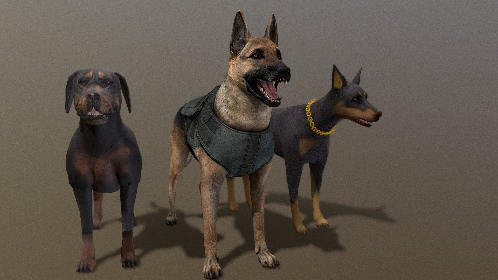 German_Sheperd, Doberman, Rottweiler (Lowpoly) - Buy Royalty Free 3D ...