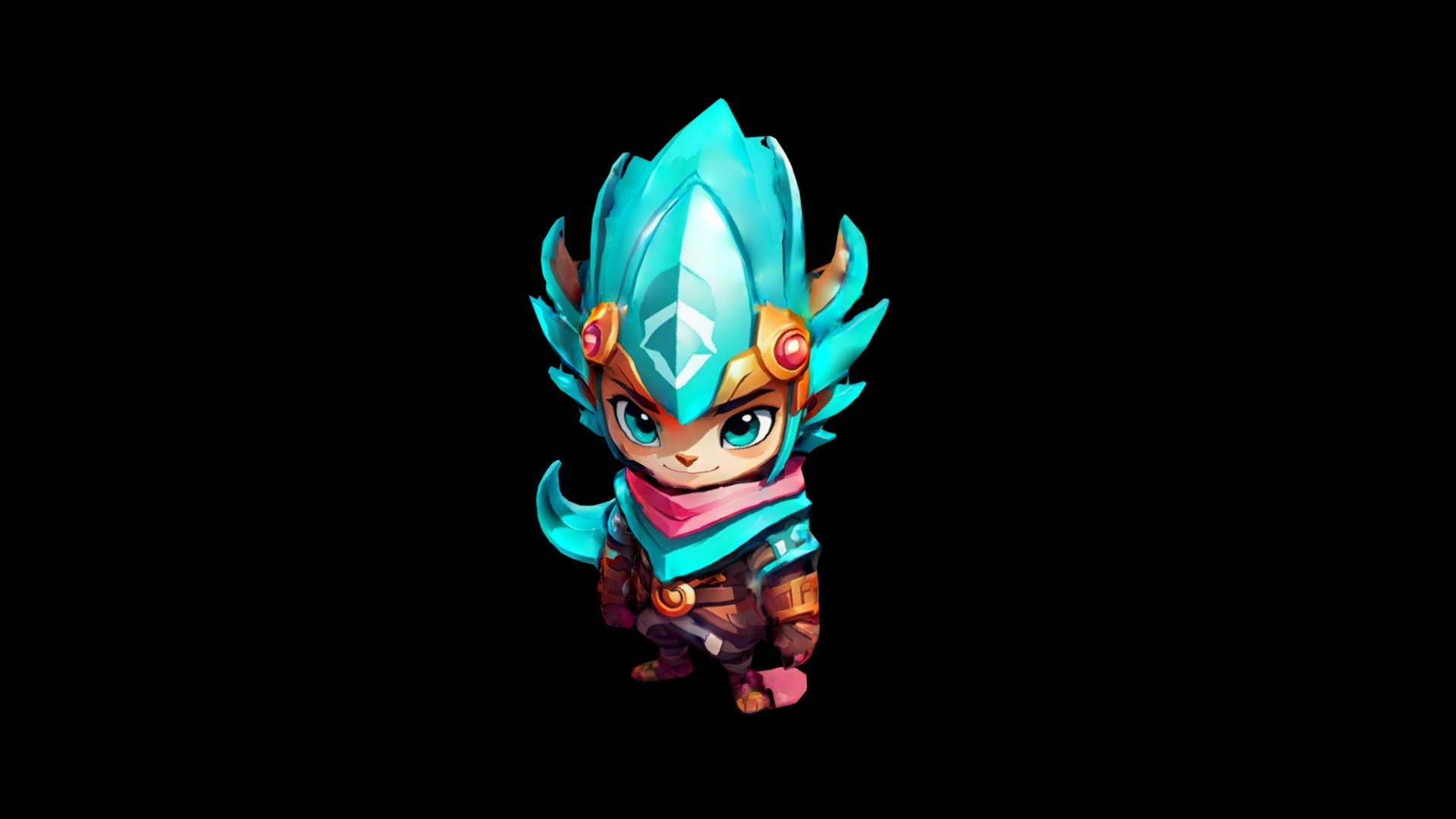 A chibi style character with blue hair and a blu - Download Free 3D ...