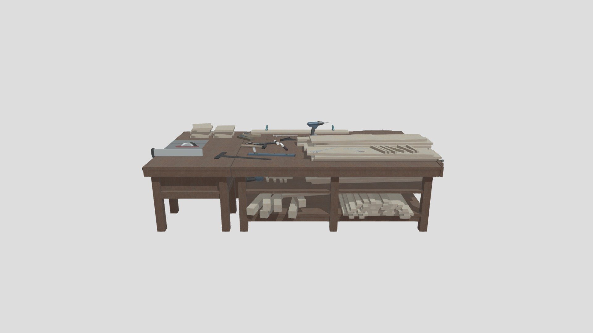 Wood workbench - Download Free 3D model by perfumez [c1826b0] - Sketchfab
