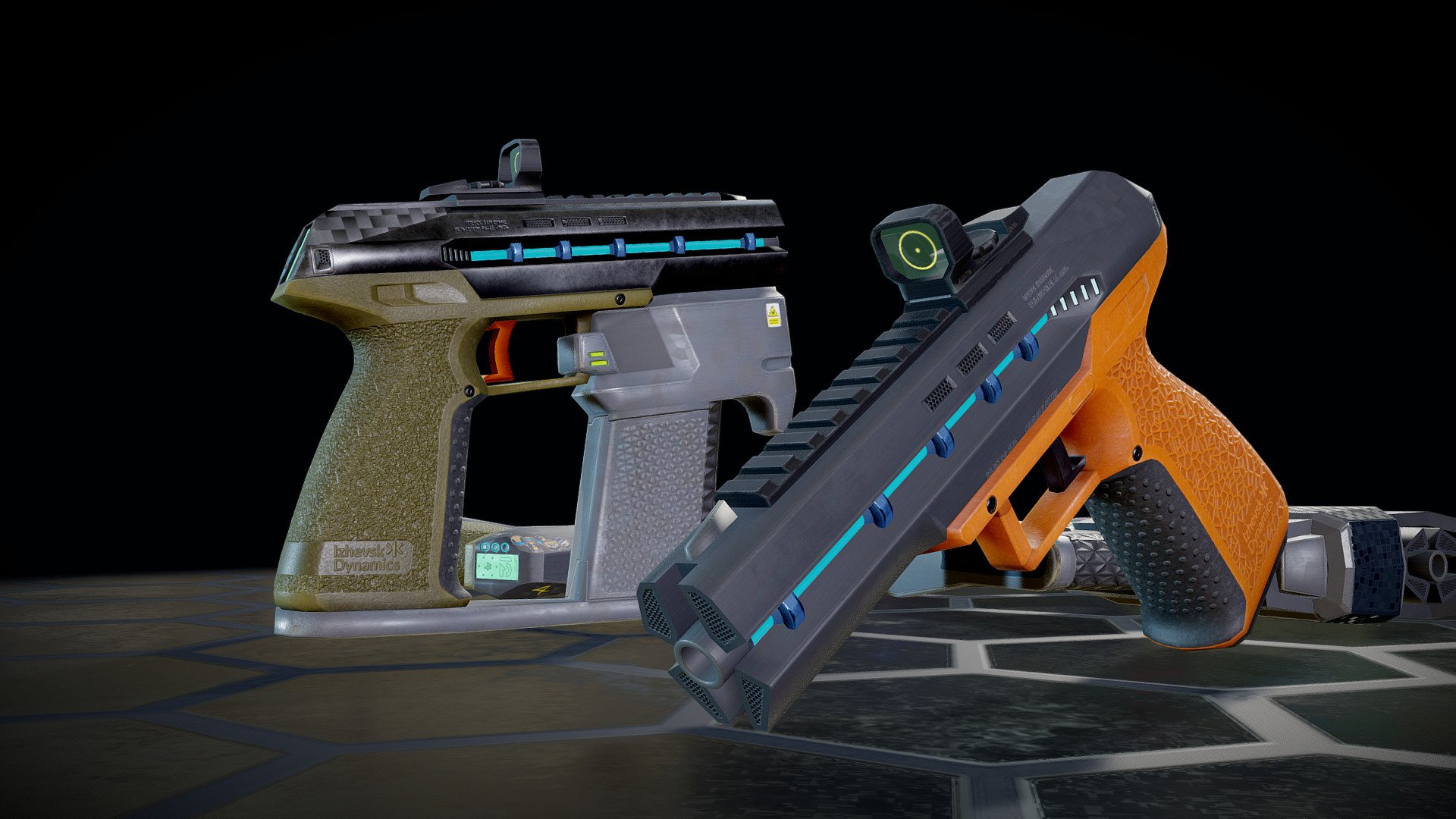 Low-poly sci-fi pistol for game ready character - 3D model by Viktor ...