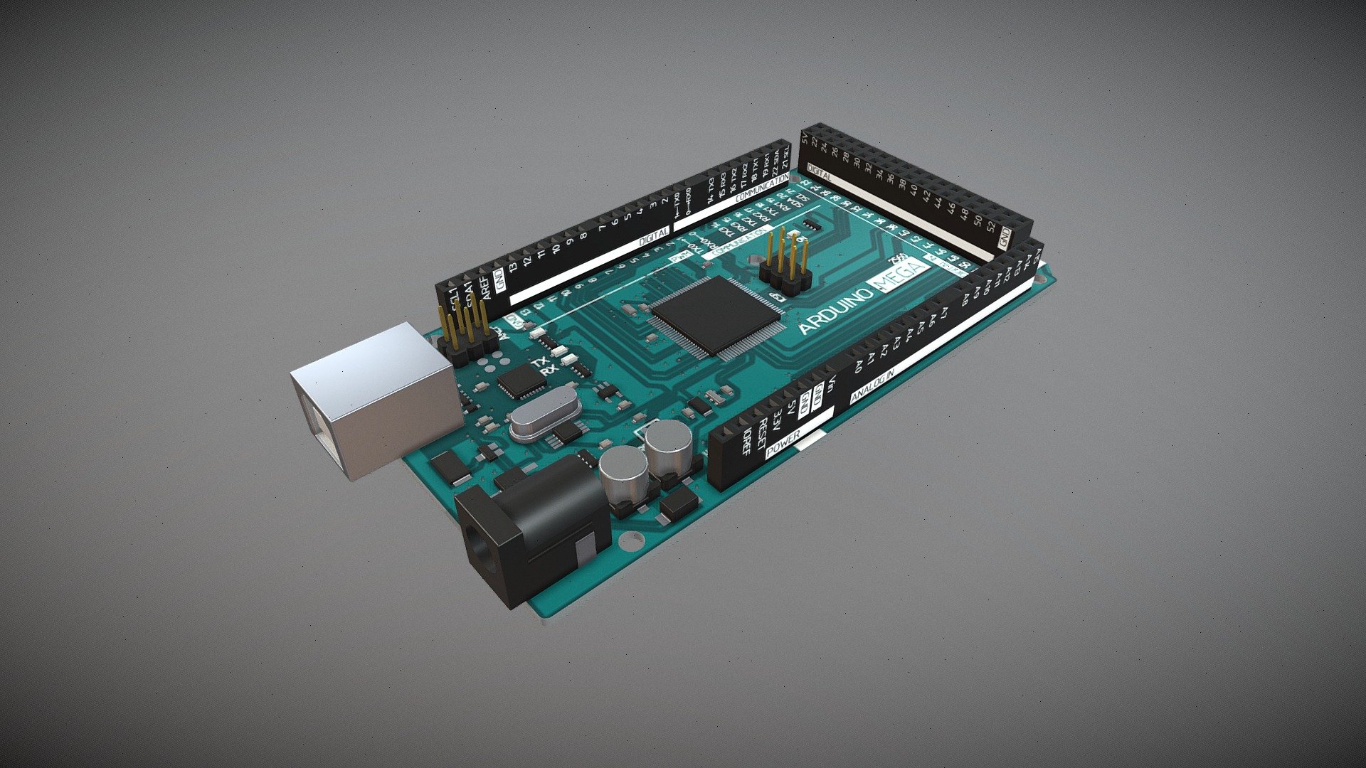 Arduino Mega 2560 Rev3 Microcontroller - 3D model by Stichting ...