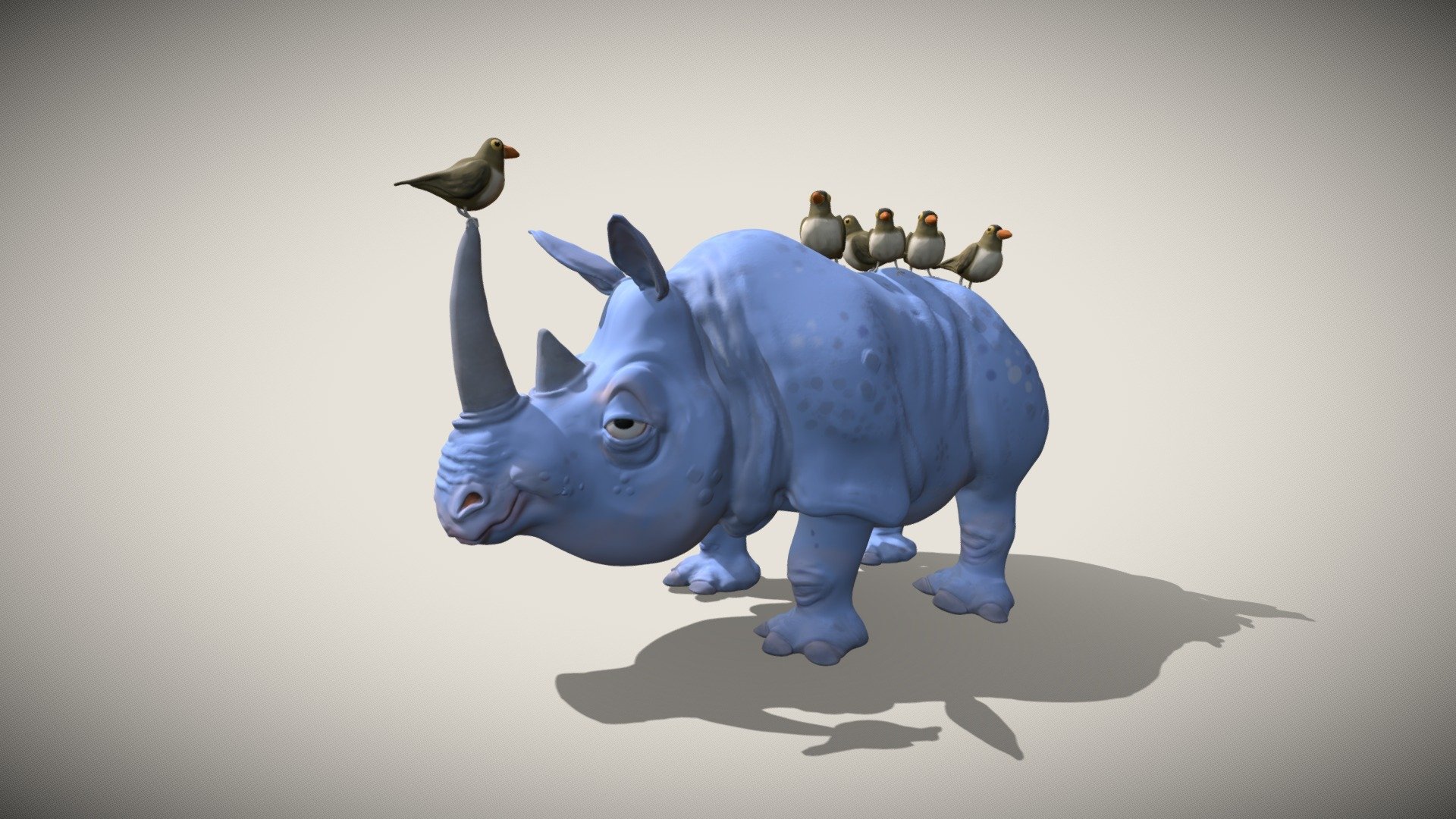 Funny Rhino and Birds - 3D model by Stevesack [c19a053] - Sketchfab