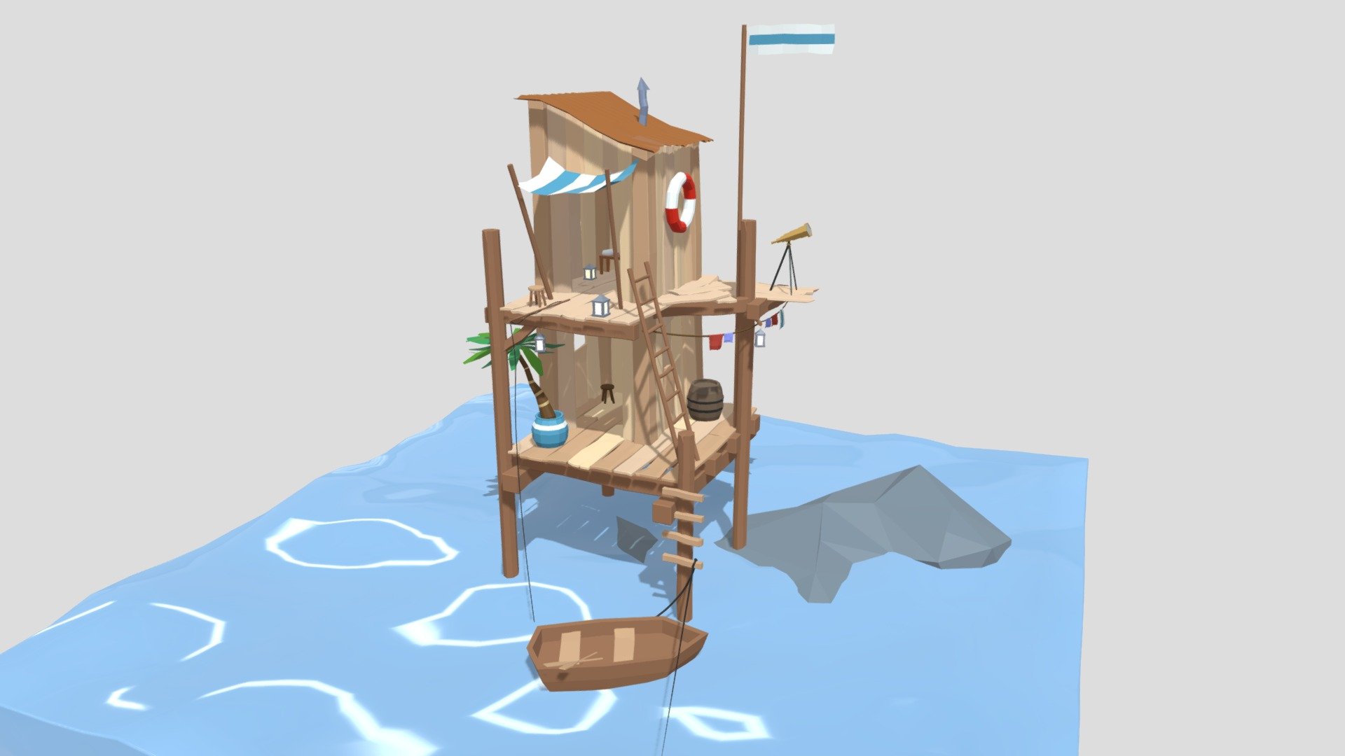 Sea Shack on Water - 3D model by jewelkid87 [c19eda8] - Sketchfab