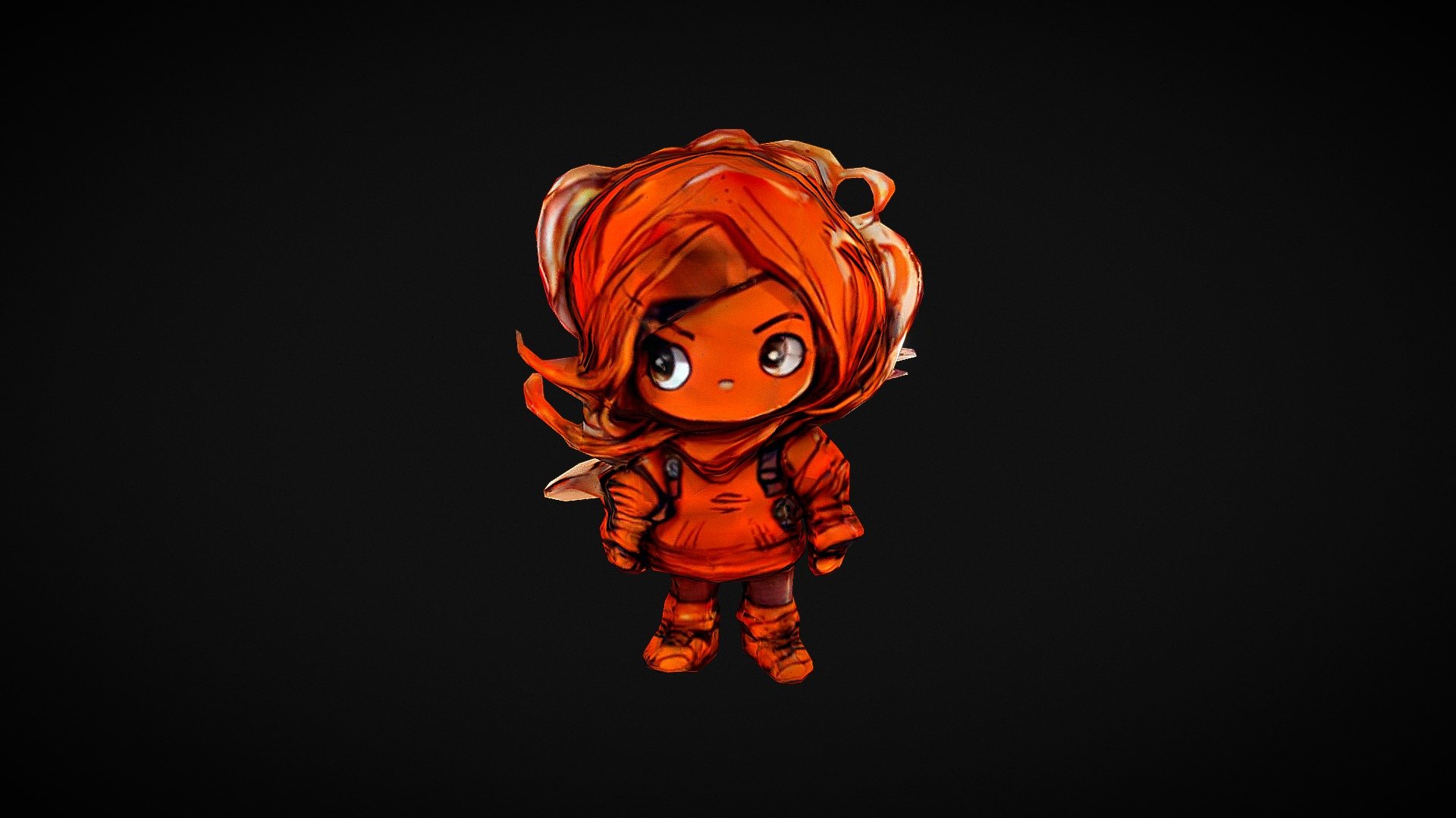 "Cartoon Character with Orange Hair and Expressi - Download Free 3D ...