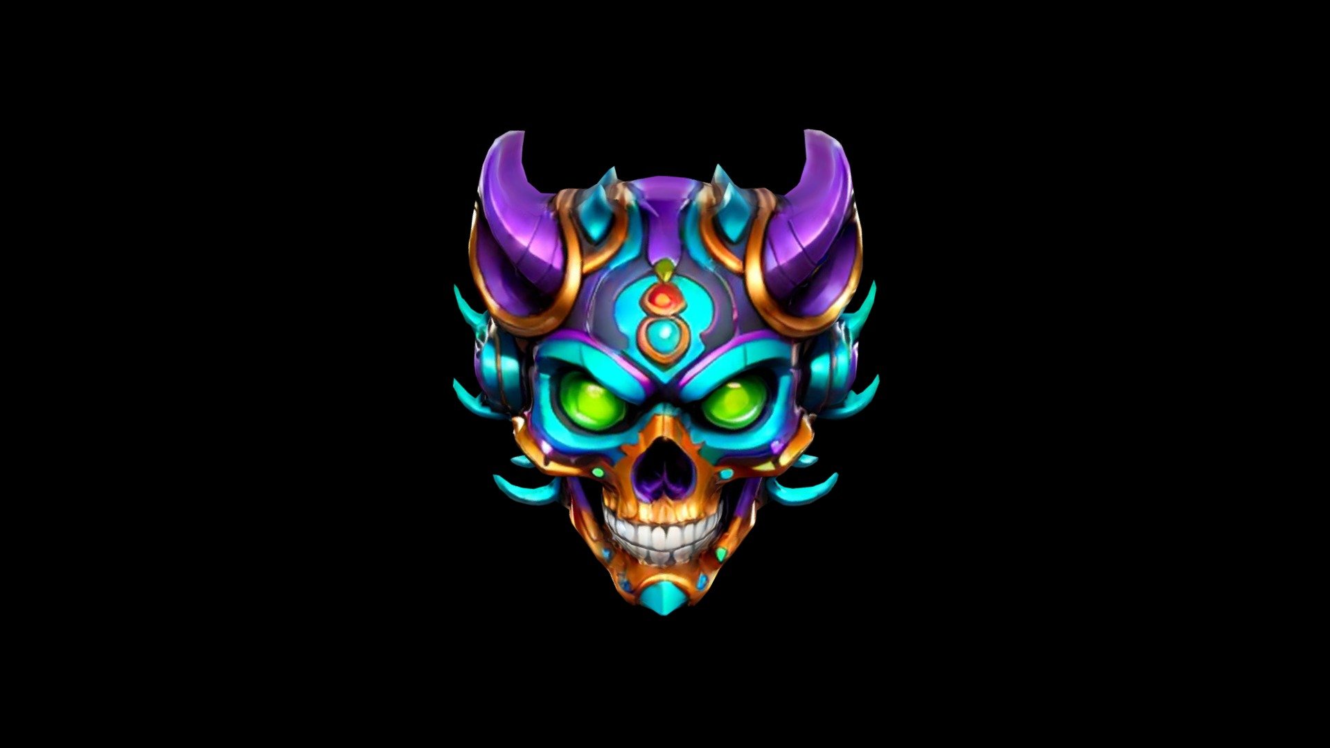 The image features a colorful skull with glowing - Download Free 3D ...
