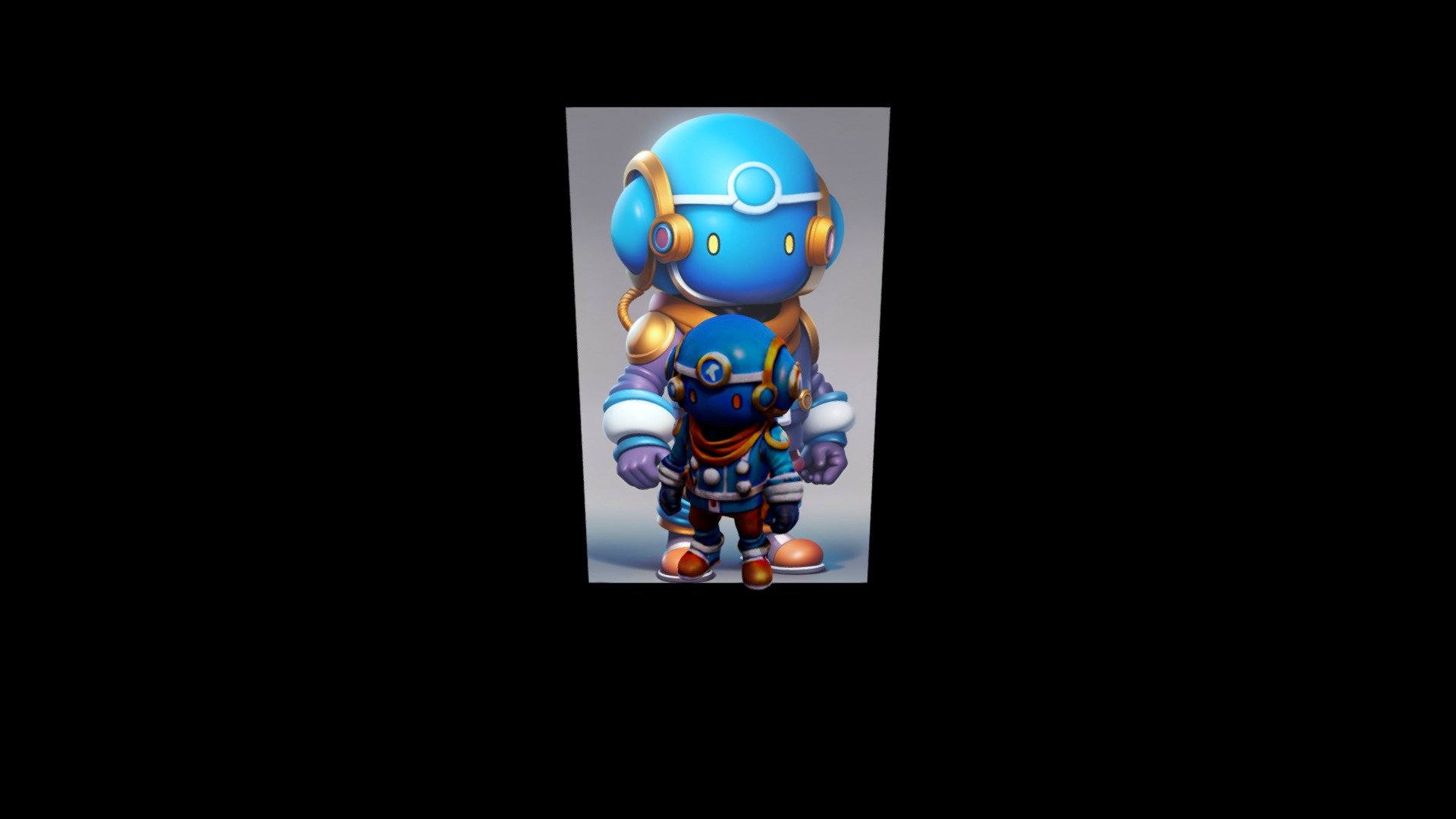 cartoon character of a blue and purple robot wit - Download Free 3D ...