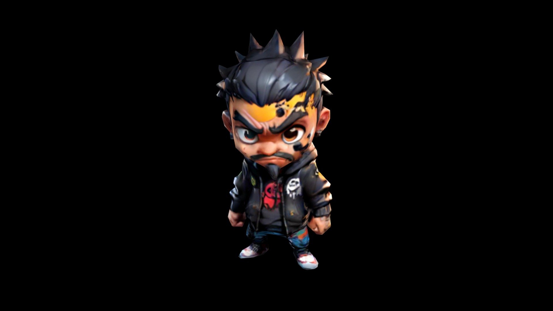 An angry cartoon character with a mohawk hair st - Download Free 3D ...